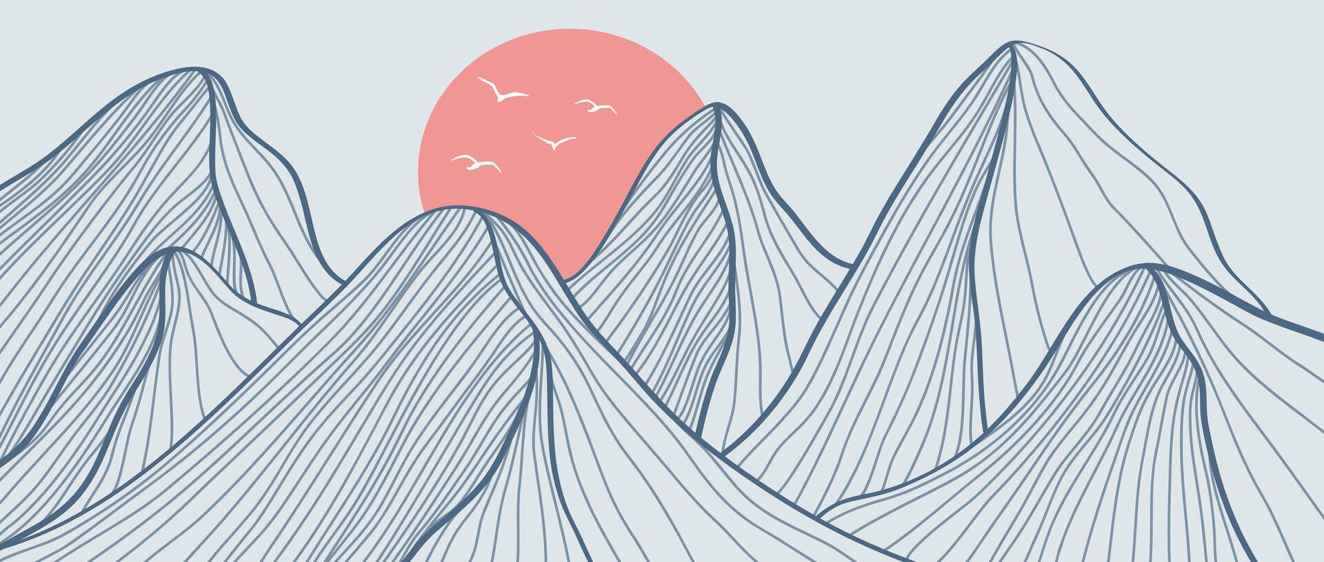 Mountain line arts illustration. Hand drawn style. Abstract mountain contemporary aesthetic ...
