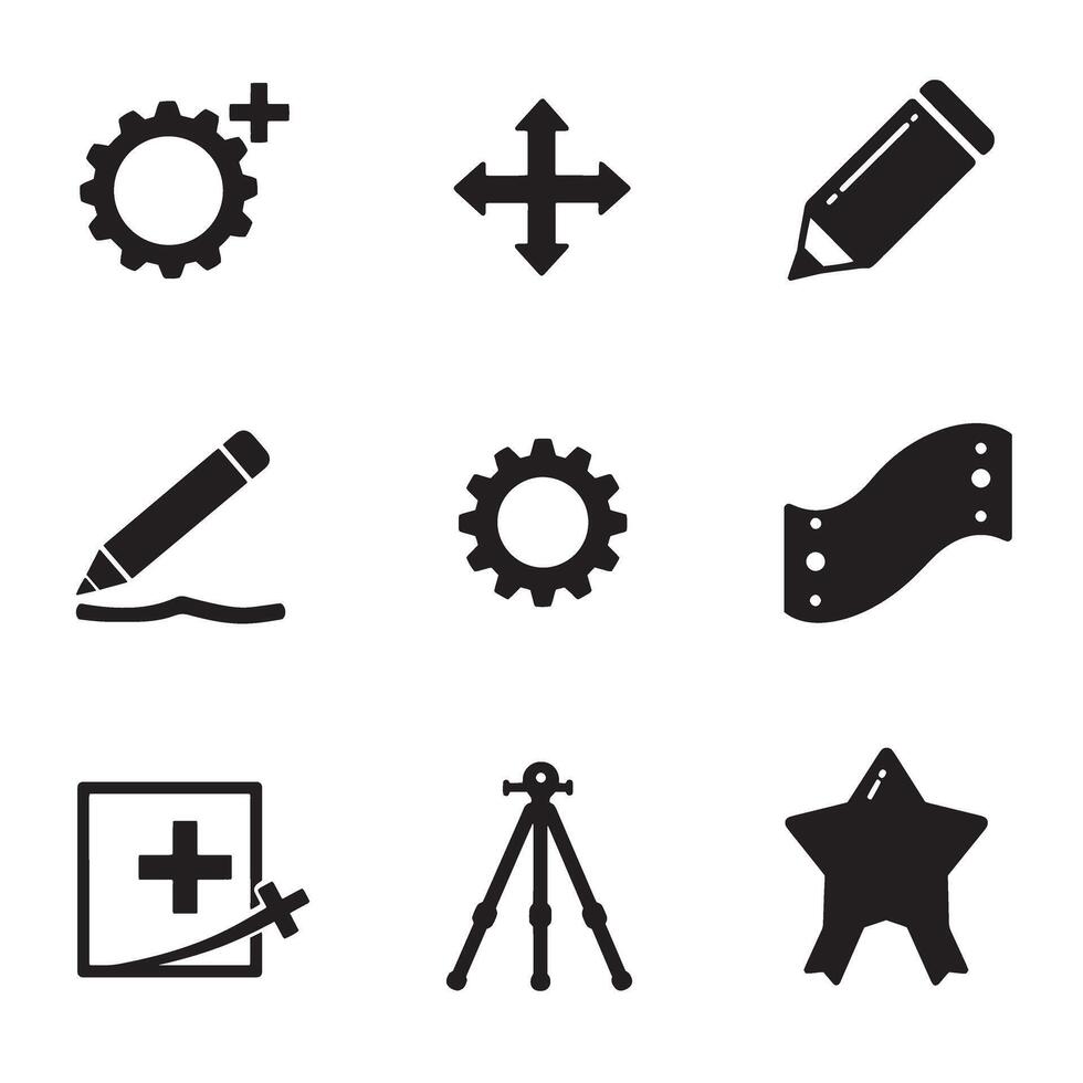 UX variation icons collection silhouette bundle used in software app ...
