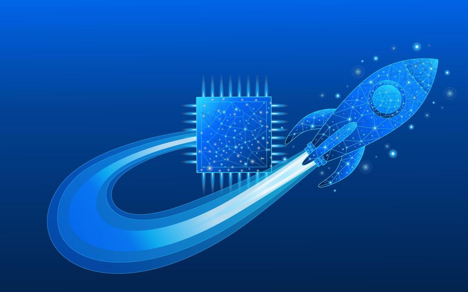 Digital abstract rocket and blue technology AI chip 65739161 Vector Art ...