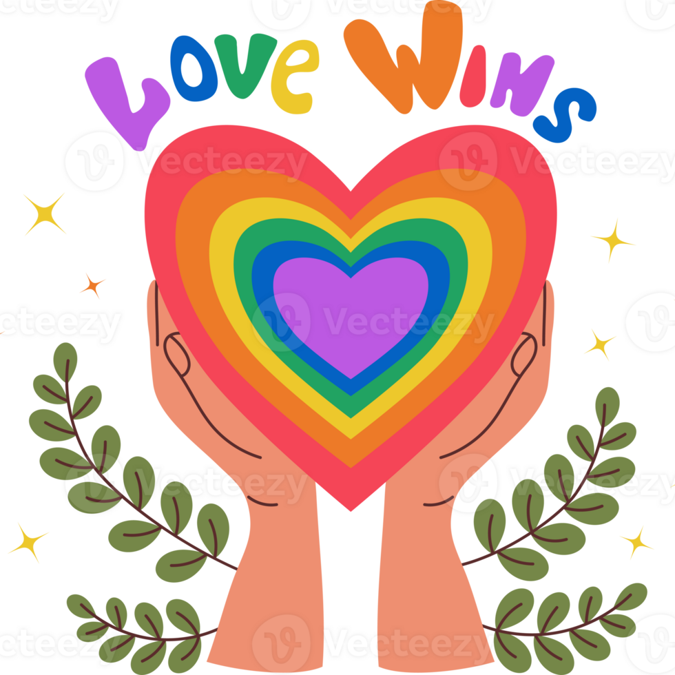 Pride month. Hands and Rainbow LGBT Heart 65739483 PNG