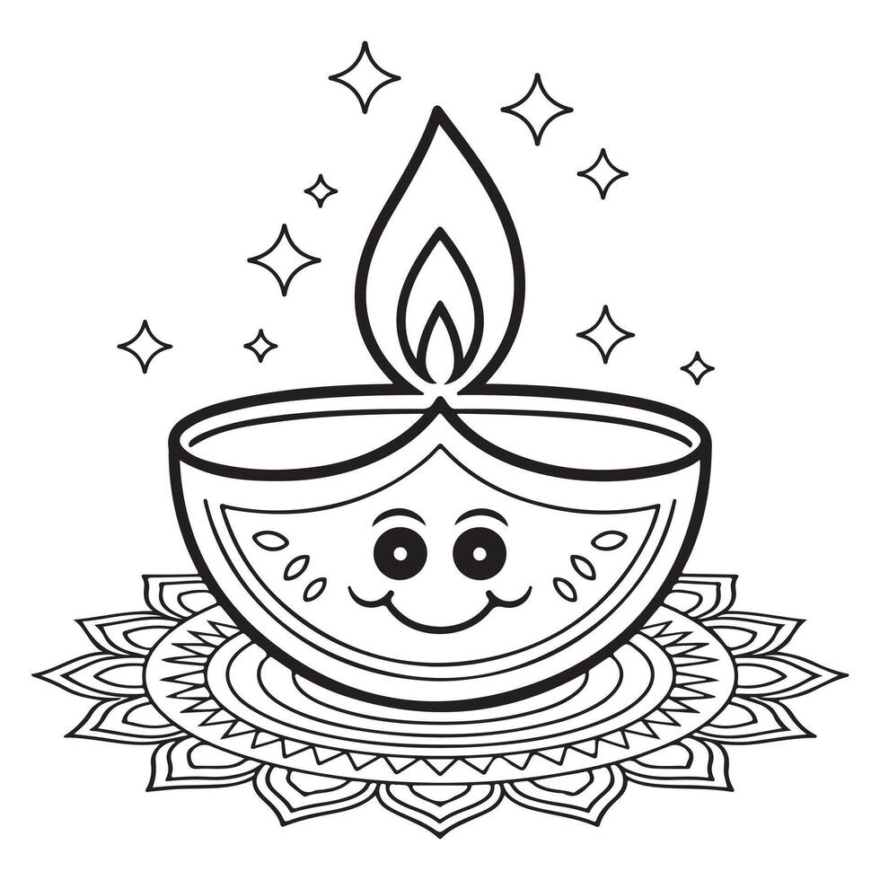 Diwali Diya Coloring Page For Kids Fun And Easy Drawing Activity ...
