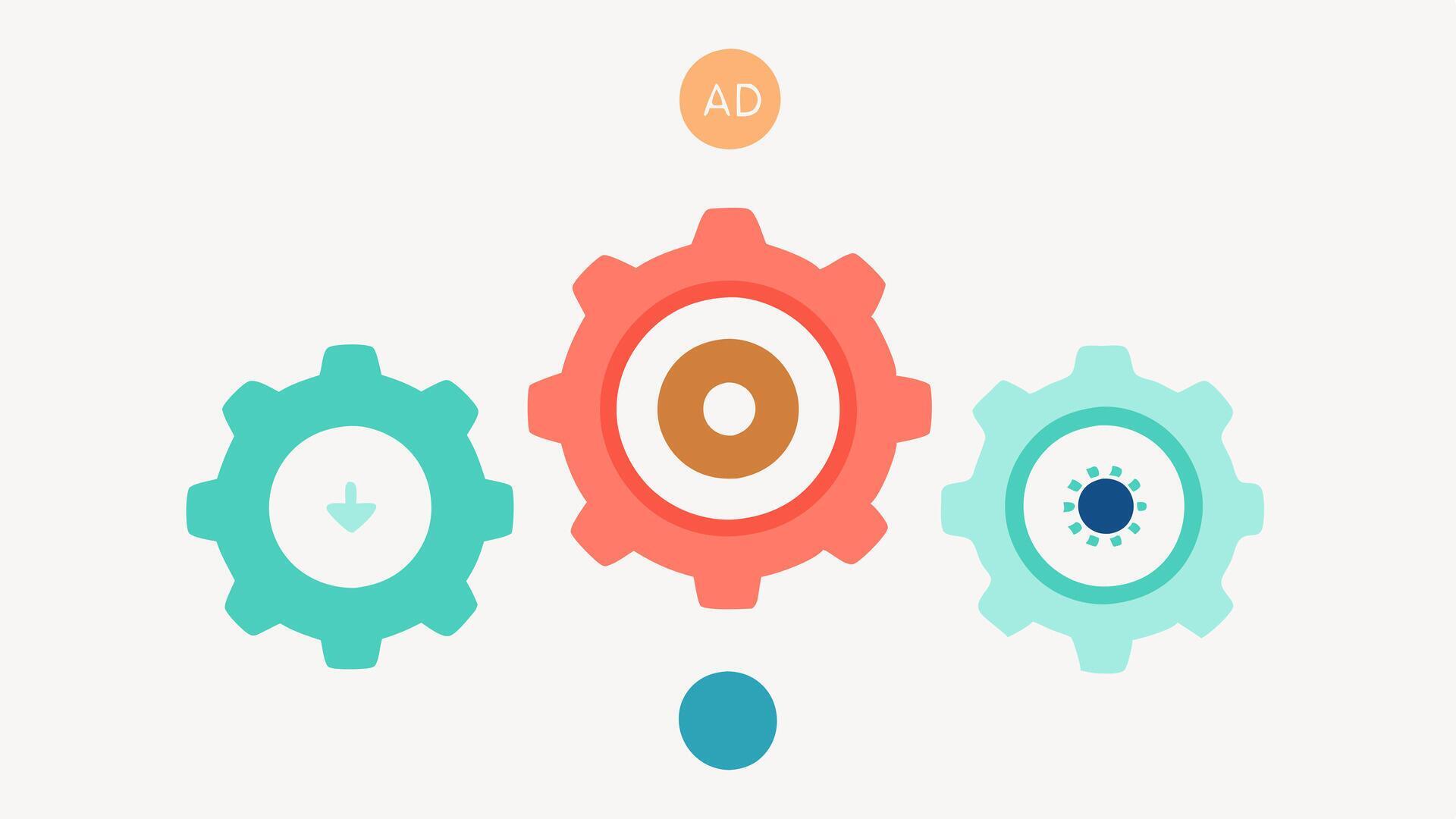 Targeted Ad Algorithms An of gears and cogs labeled with keywords like ...