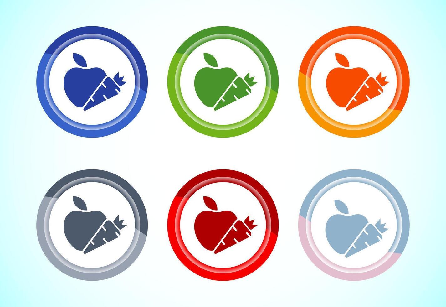 Healthy eating icon design. Healthy food sign. 6 color button design ...