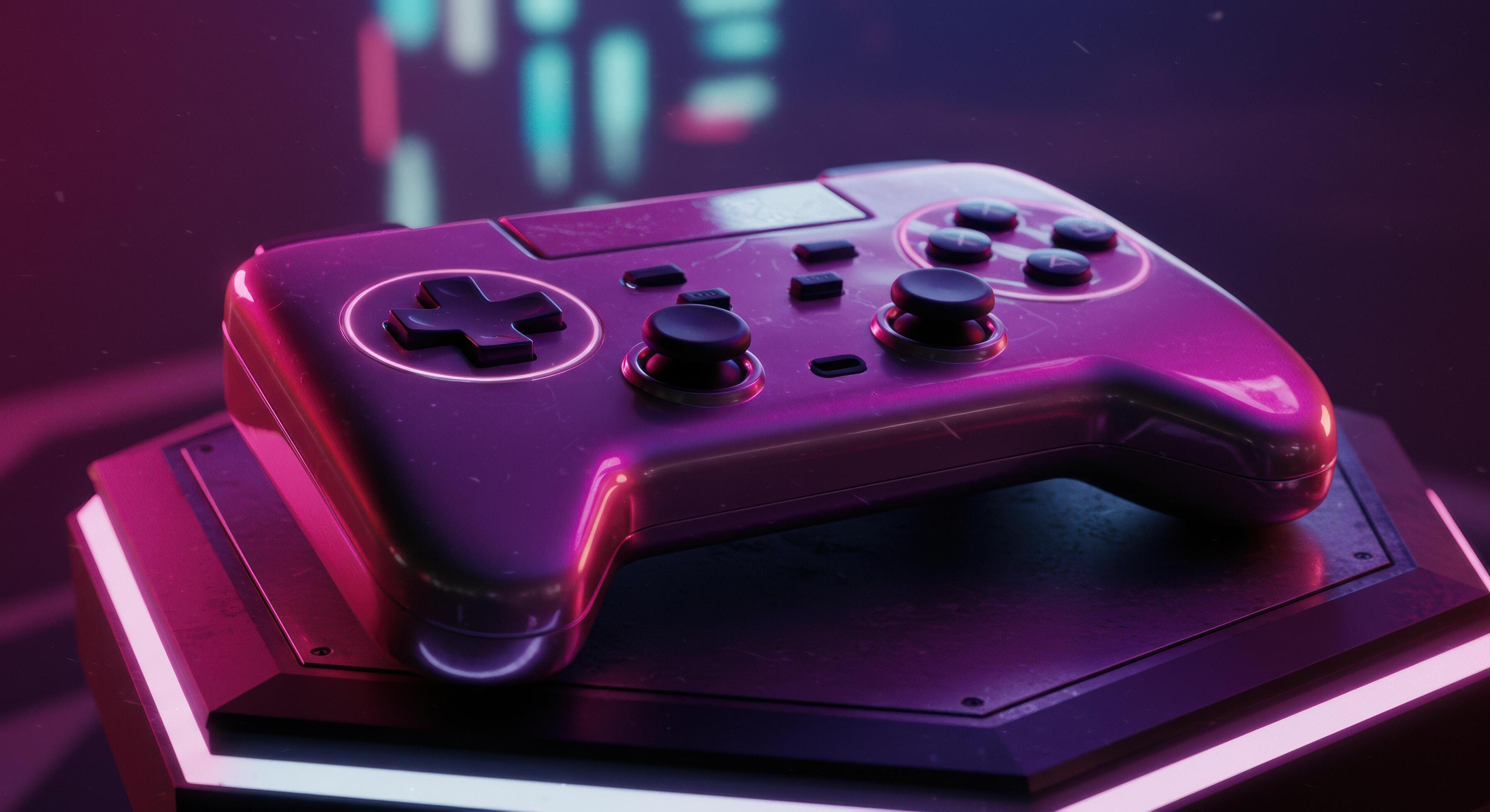 Purple Game Controller on Platform 65782282 Stock Photo at Vecteezy