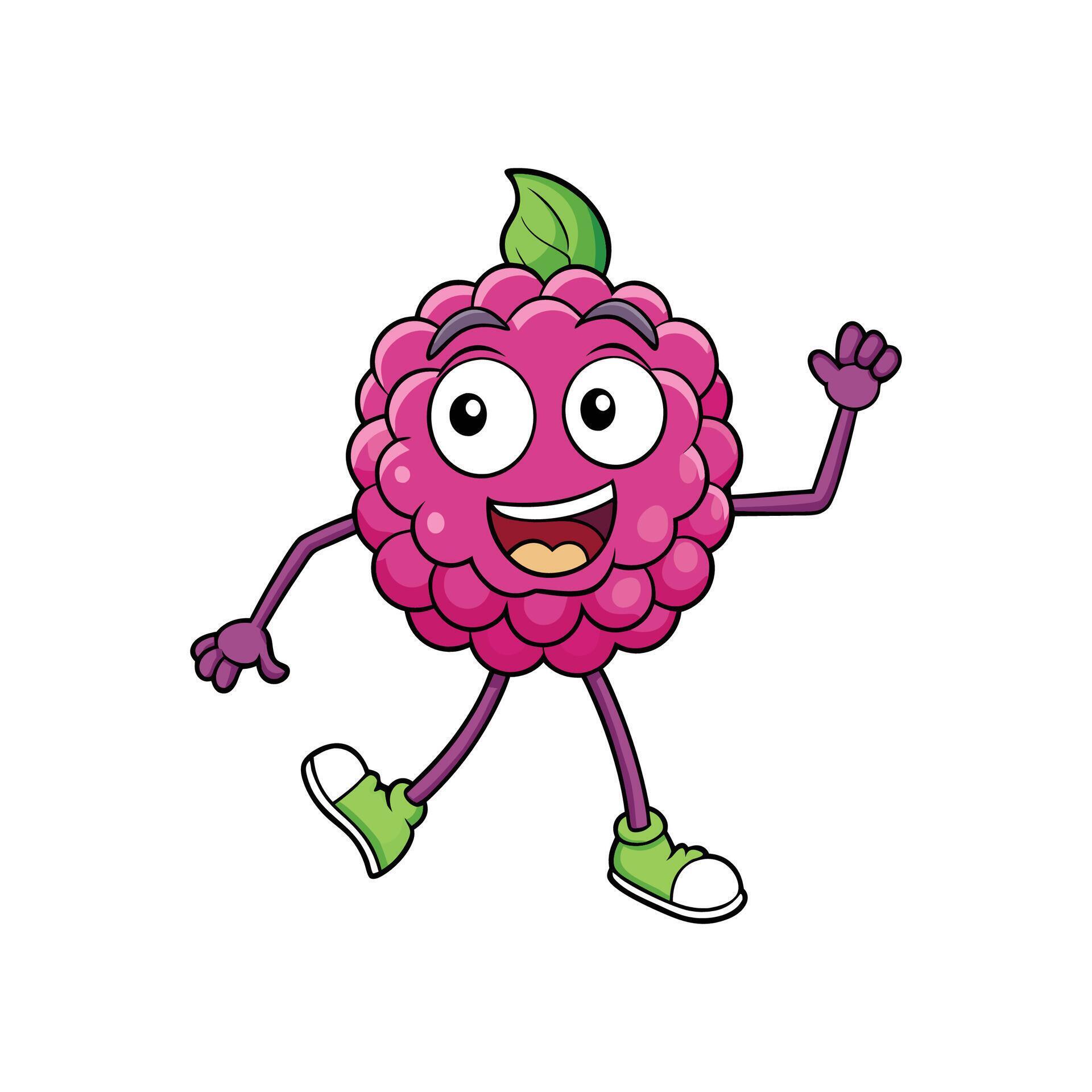 Animated raspberry character joyfully waving with a big smile 65808283 ...