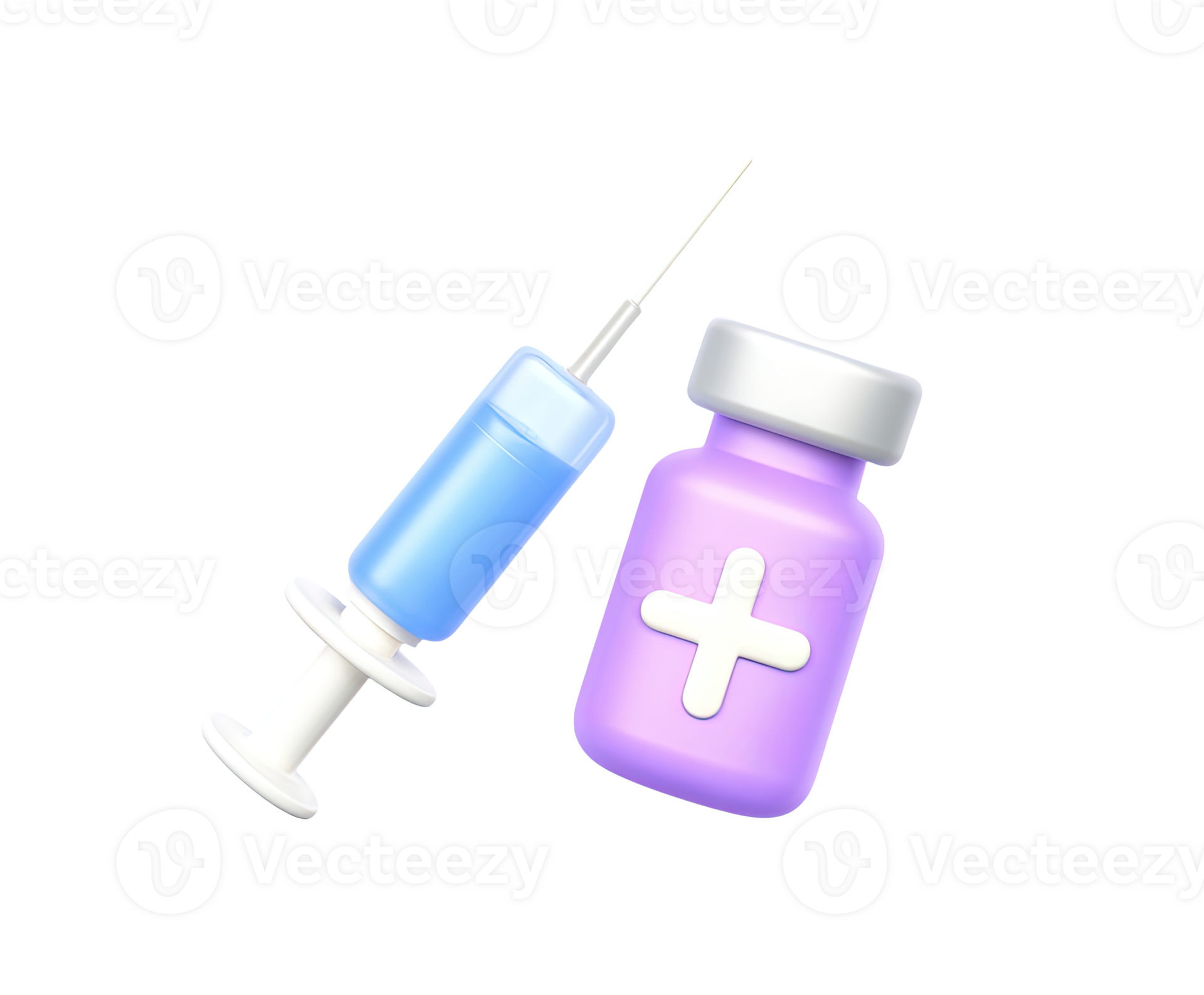 Syringe with vaccine medication 3D render icon. For injection, immunization, or flu shots ...