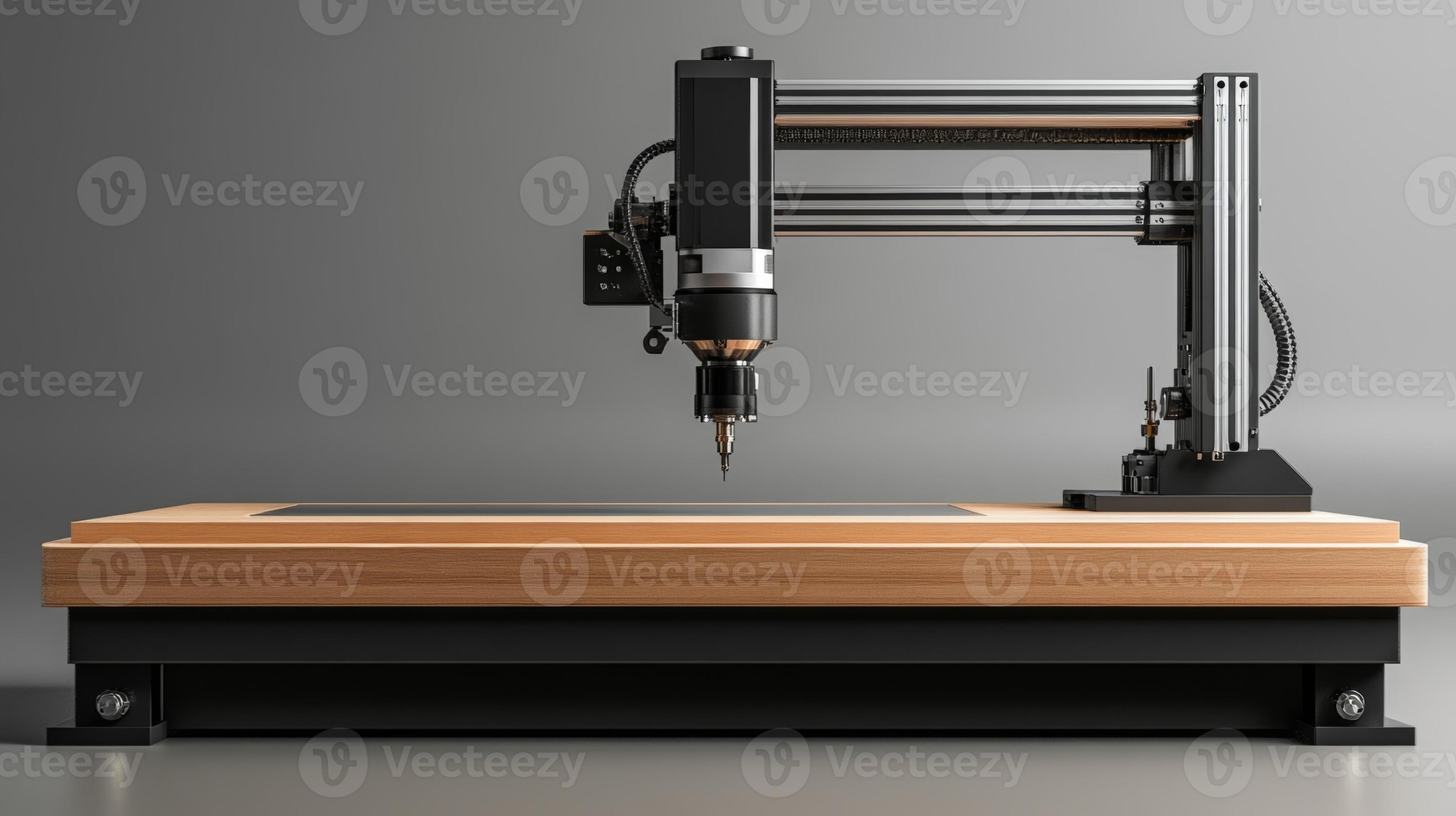 Modern CNC machine in a well-lit workshop, demonstrating precision cutting capabilities and ...