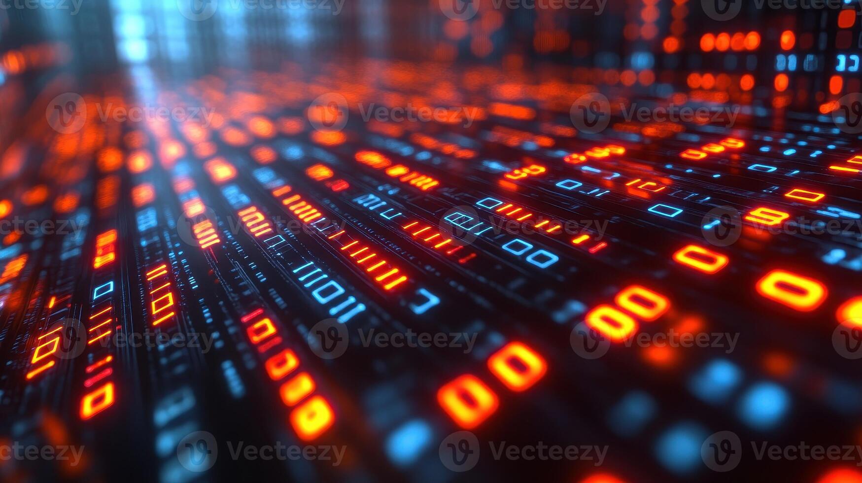 Binary code streams flow, digital future, technology background, data processing 65834341 Stock ...