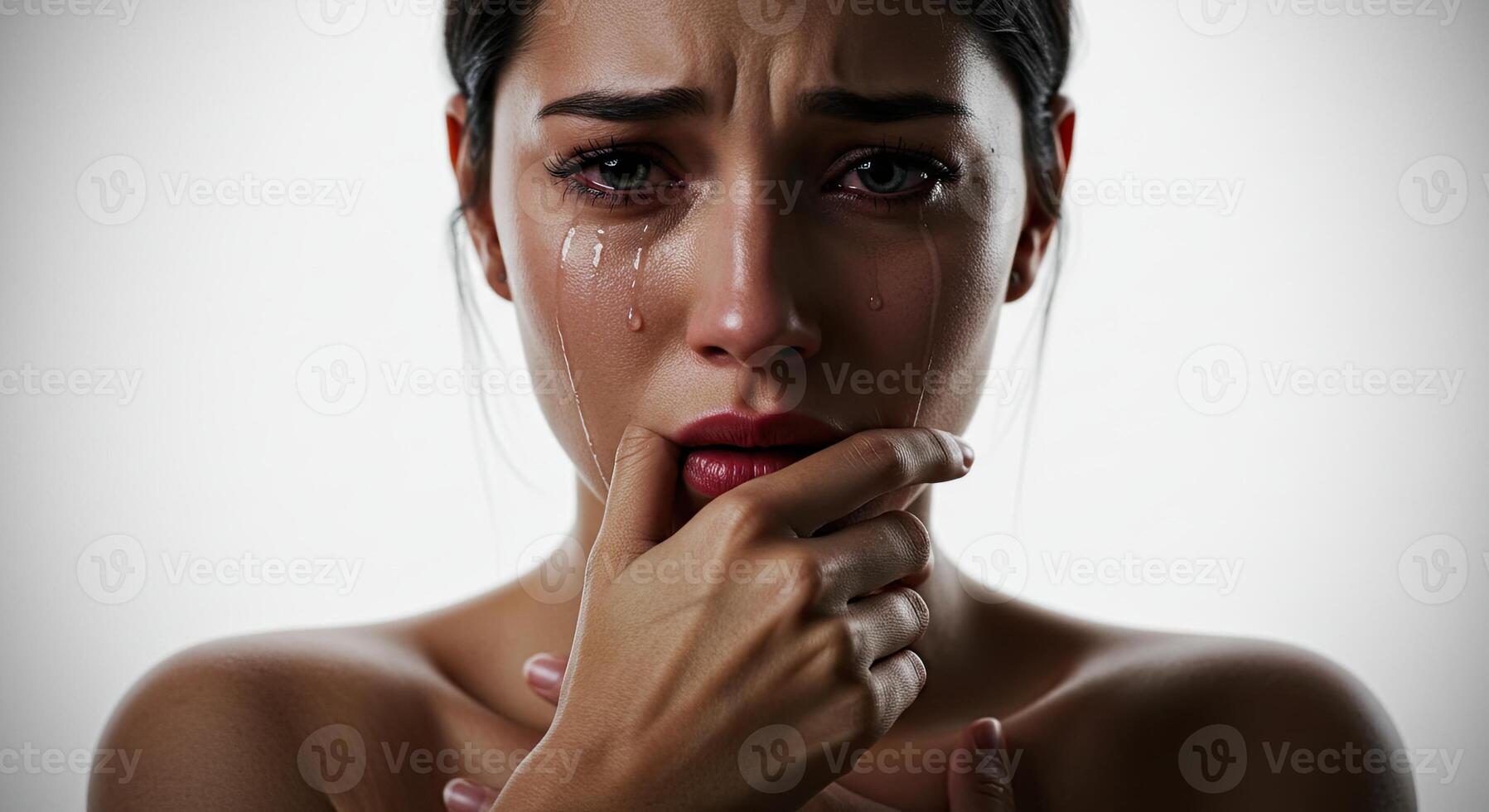 Emotional woman crying with tears streaming down her face in distress 65836851 Stock Photo at ...