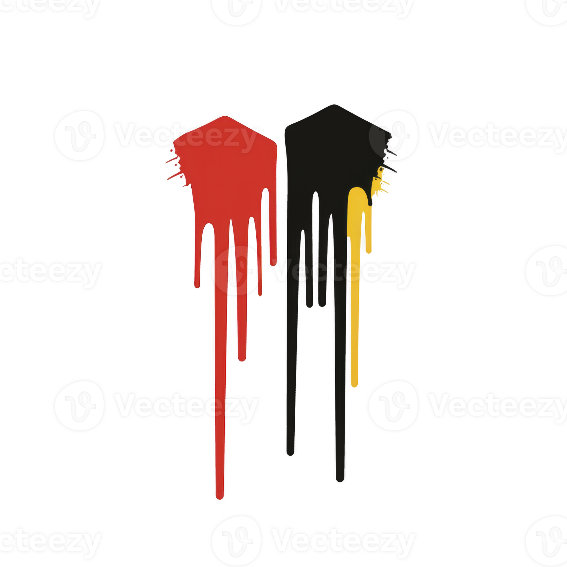 Dripping red and black paint forms two pentagon shapes on transparency ... Dripping red and black paint forms two pentagon shapes on transparency ...