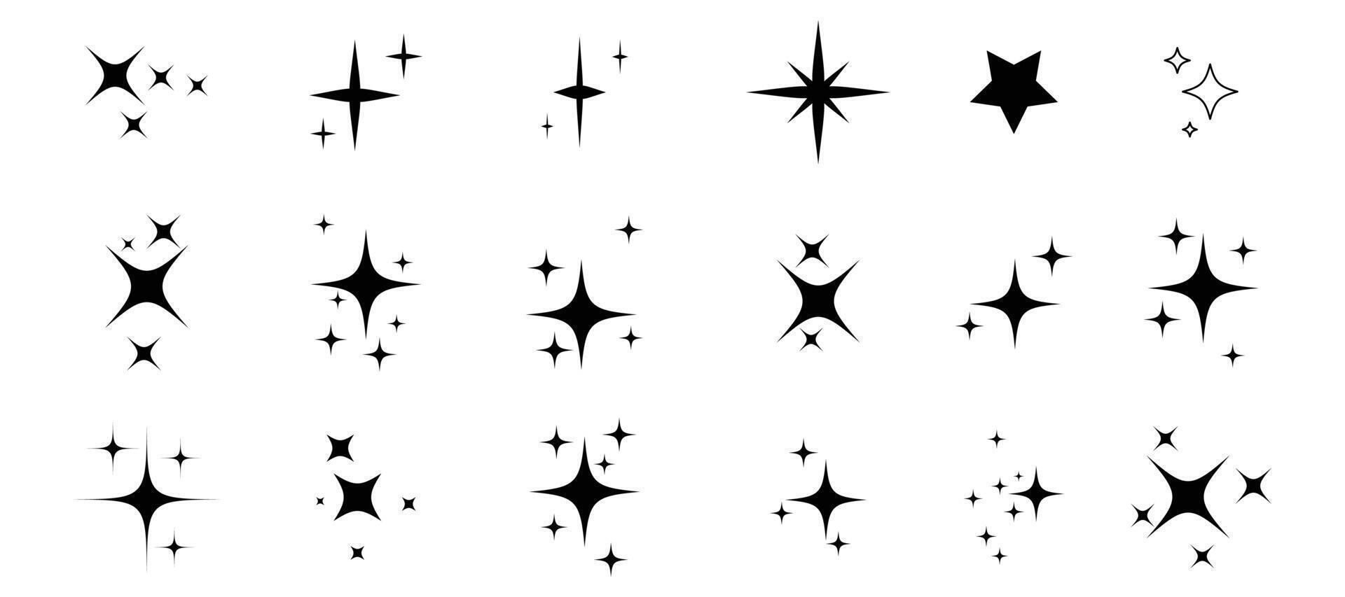 Star icons. Twinkling stars. Sparkles, shining burst. Christmas symbols isolated. Retro ...