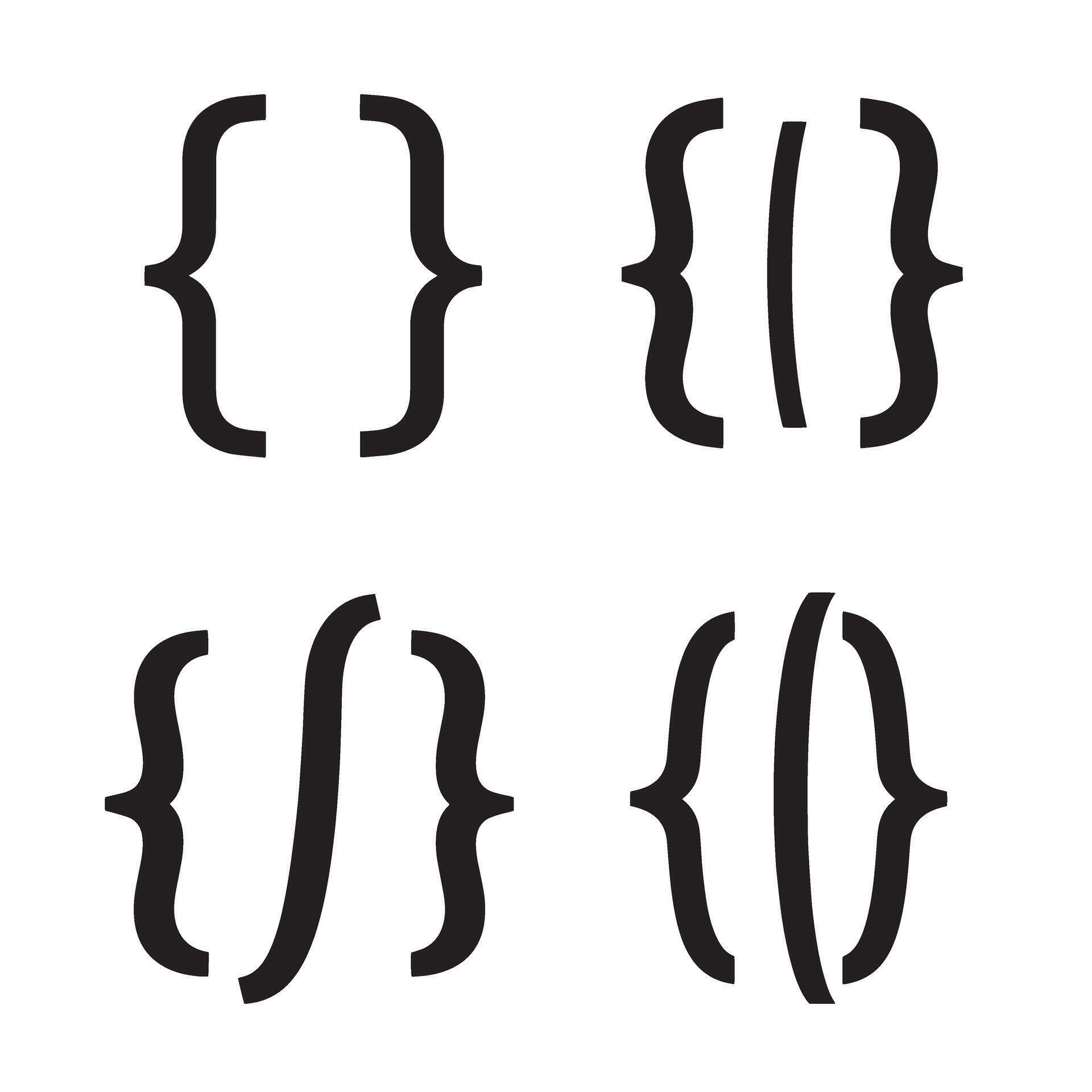 Abstract set of four variations on brackets symbols showing different ...