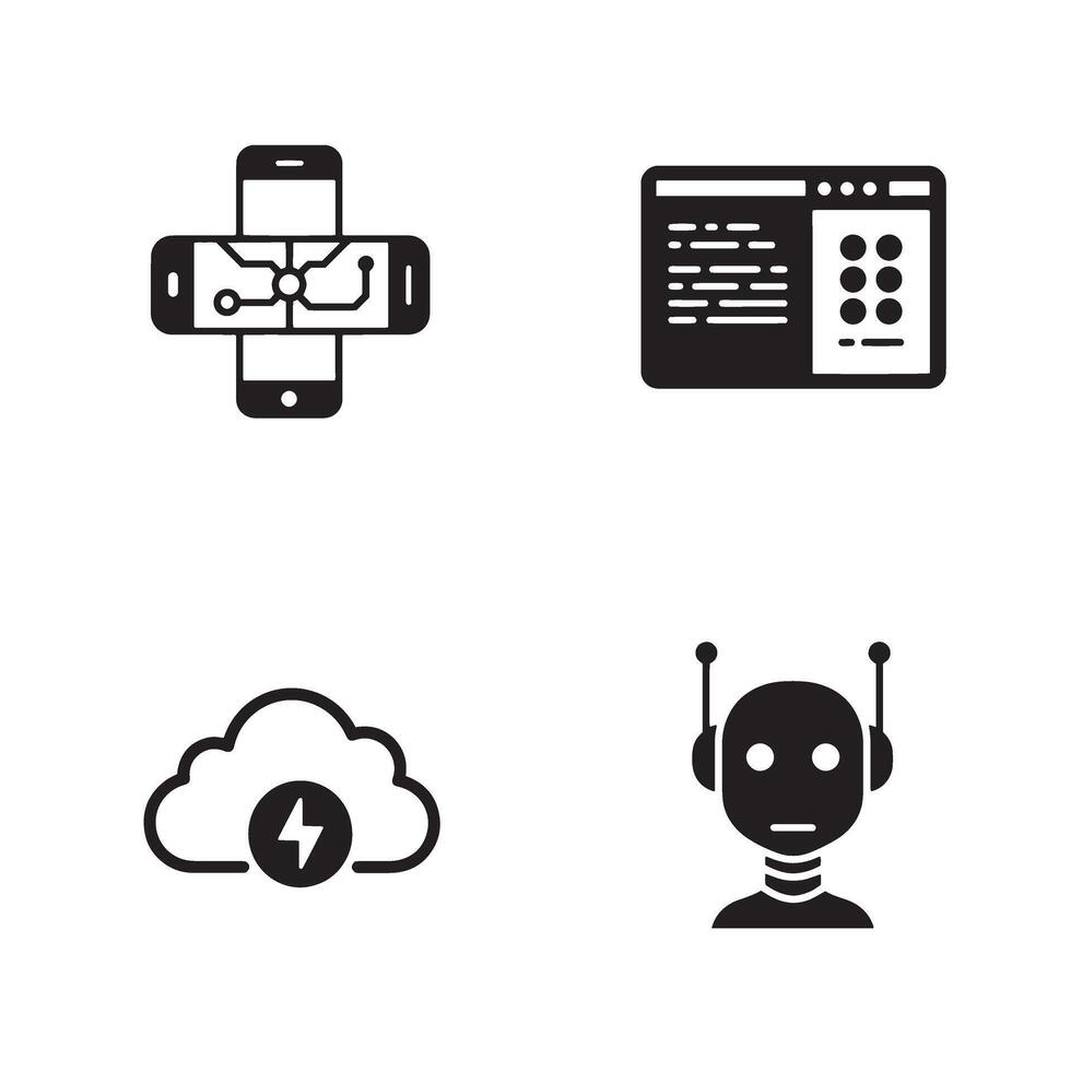 Modern technology and artificial intelligence icons representing ...