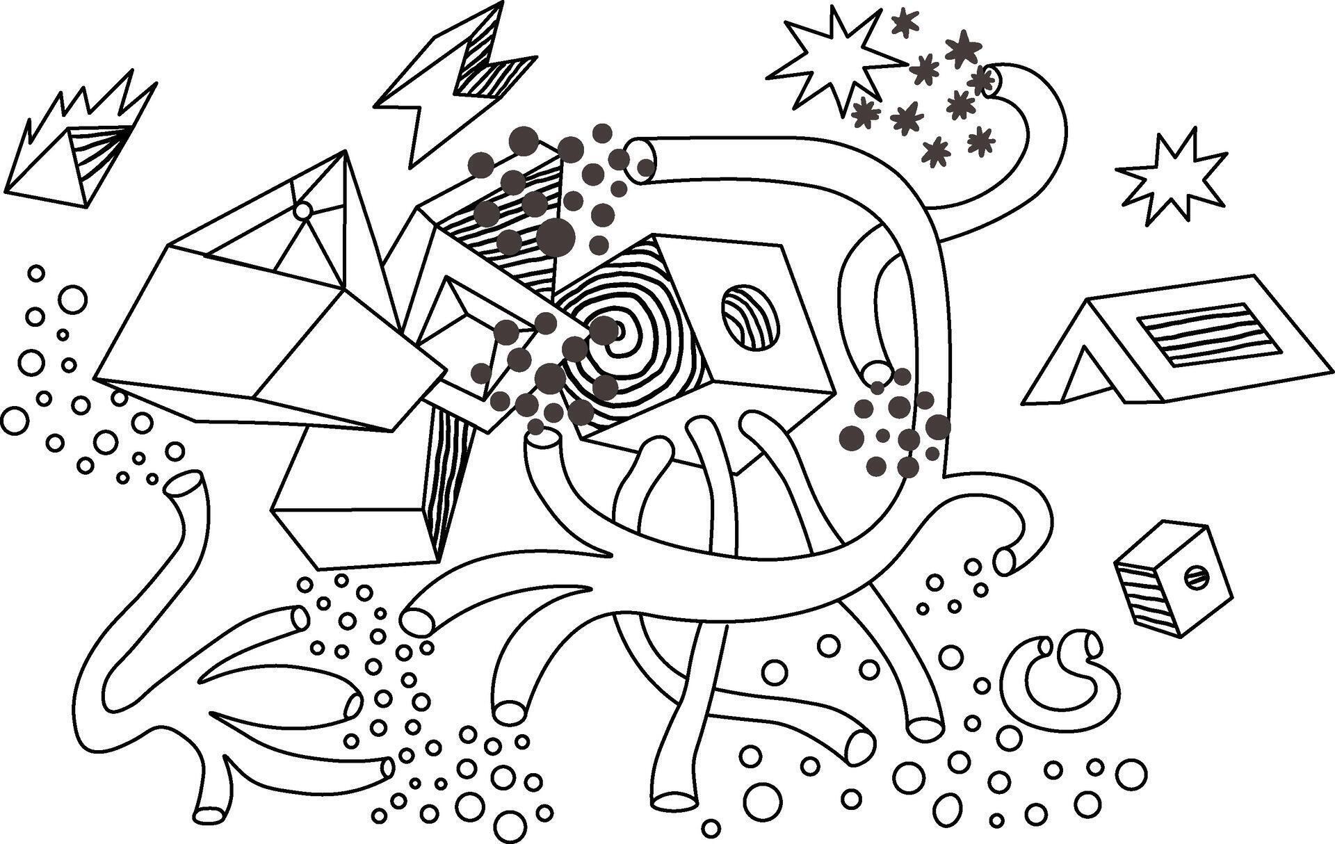 Abstract Geometric Composition In Linear Doodle Style 65897818 Vector