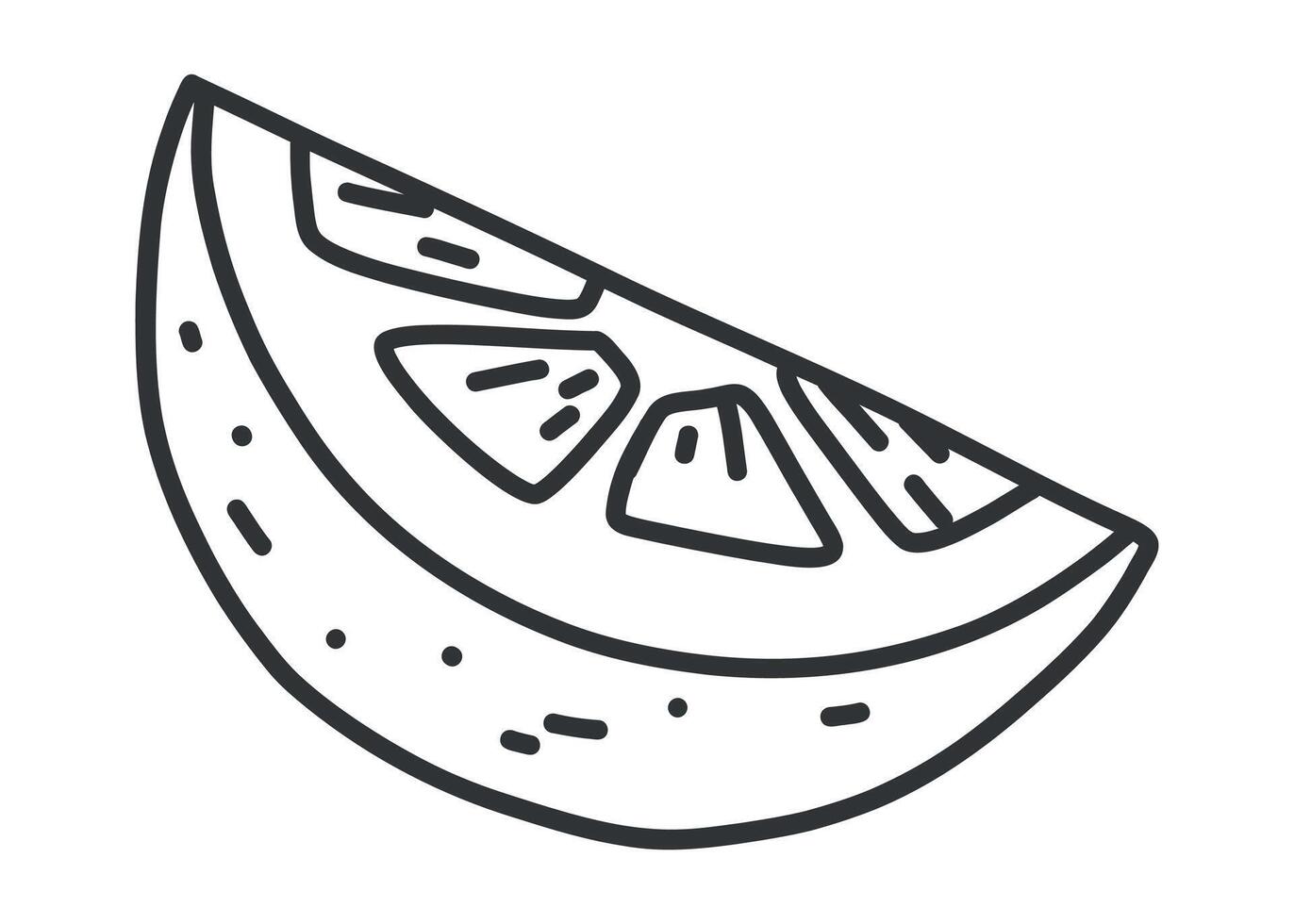 Black and white doodle of lemon slice. Hand drawn line art illustration of sour citrus fruit ...