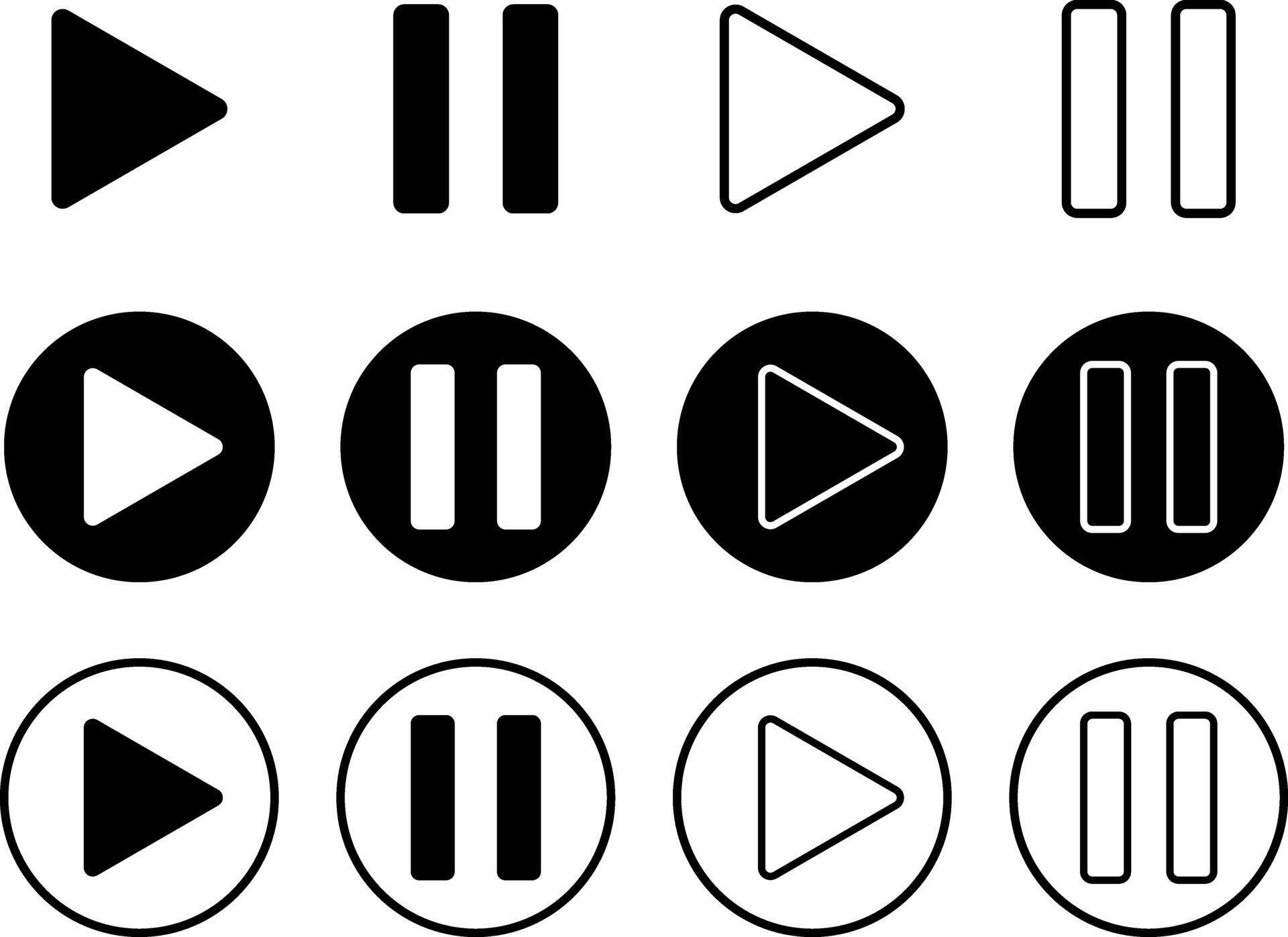 Play and pause buttons. Media player icon set. audio player button. player control symbol ...