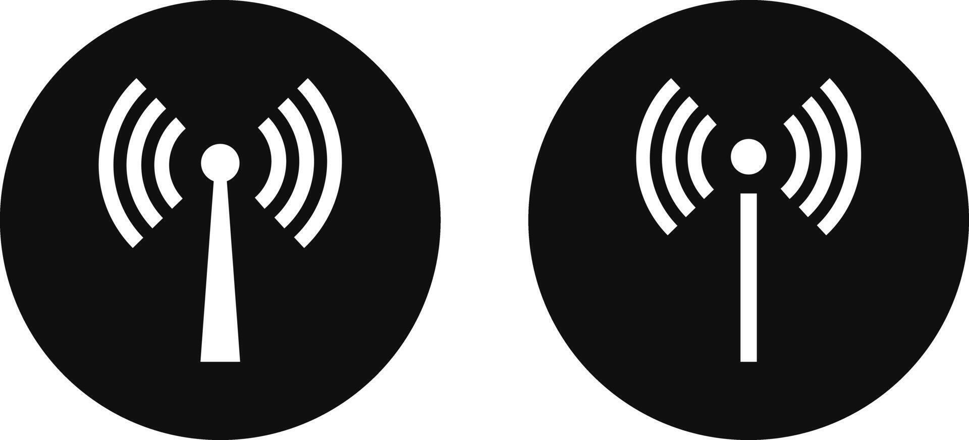 wireless antenna icons set. radio signal communication towers transmitter. receiver wireless ...