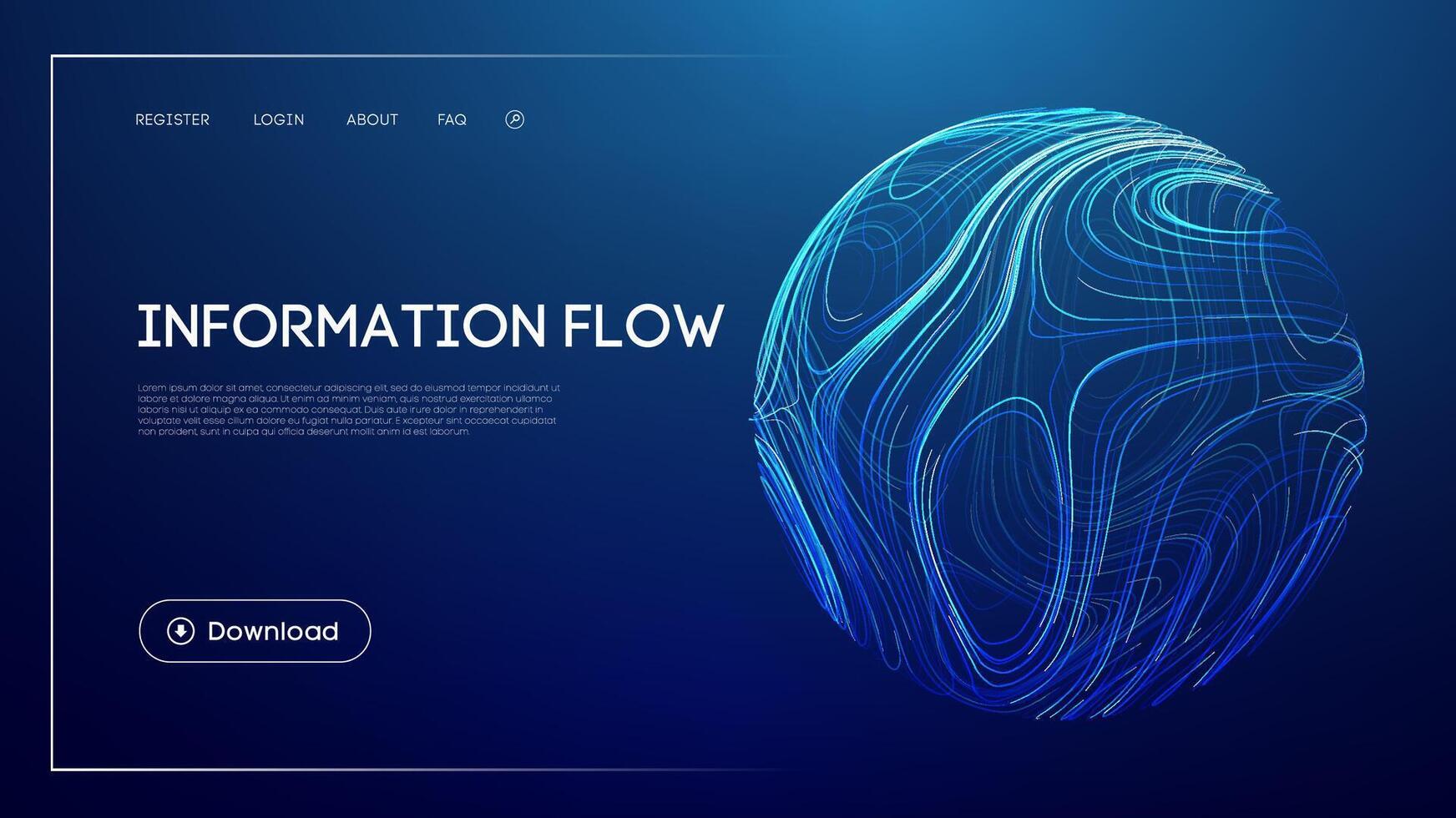 información fluir tecnología con resumen brillante esfera, futurista azul fondo, digital datos ...