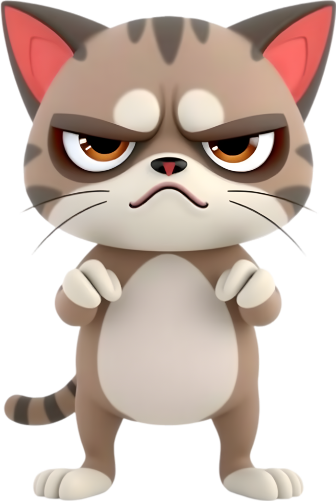 Cute angry cat cartoon with fluffy fur and snarky face. . 66087116 PNG