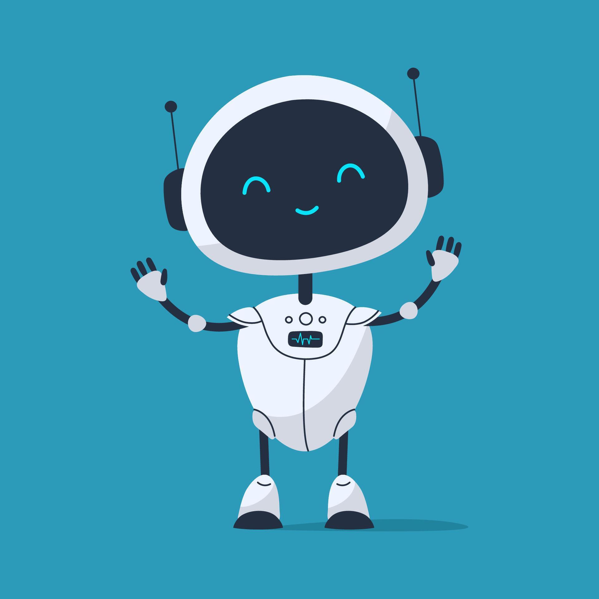 Adorable robot waving hello with a joyful expression. Friendly and ...