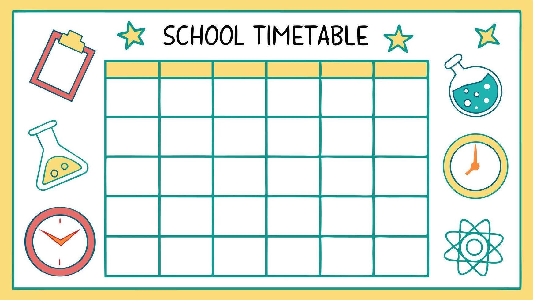 Printable school timetable template for kids weekly class schedule ...