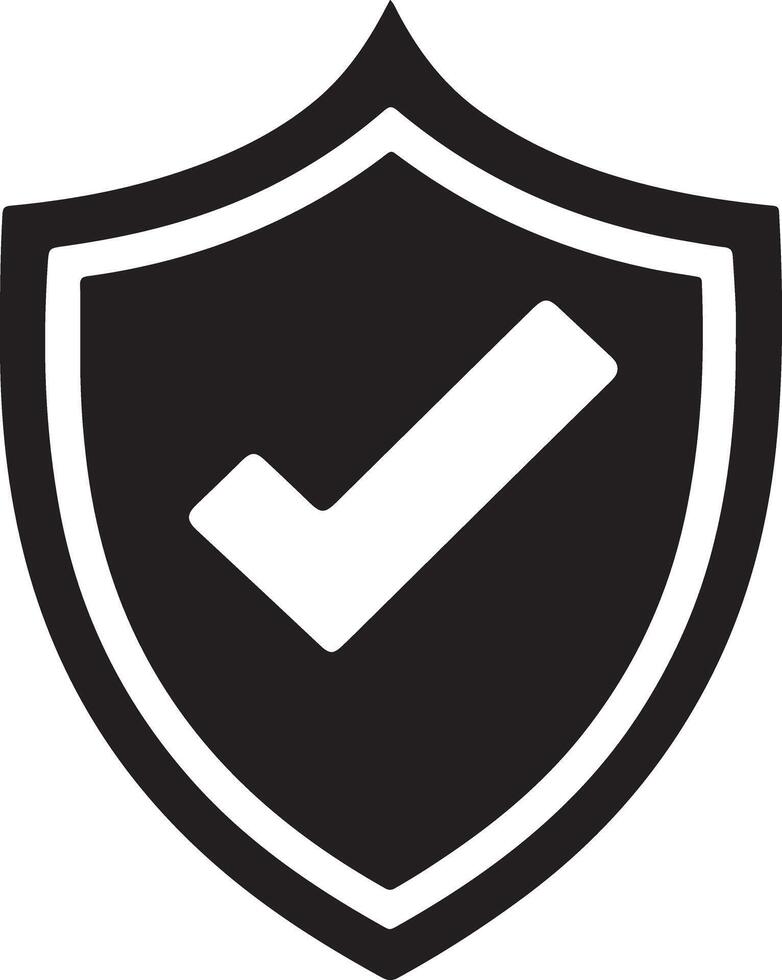 Shield icon with checkmark representing security validation protection and confirmation in a ...