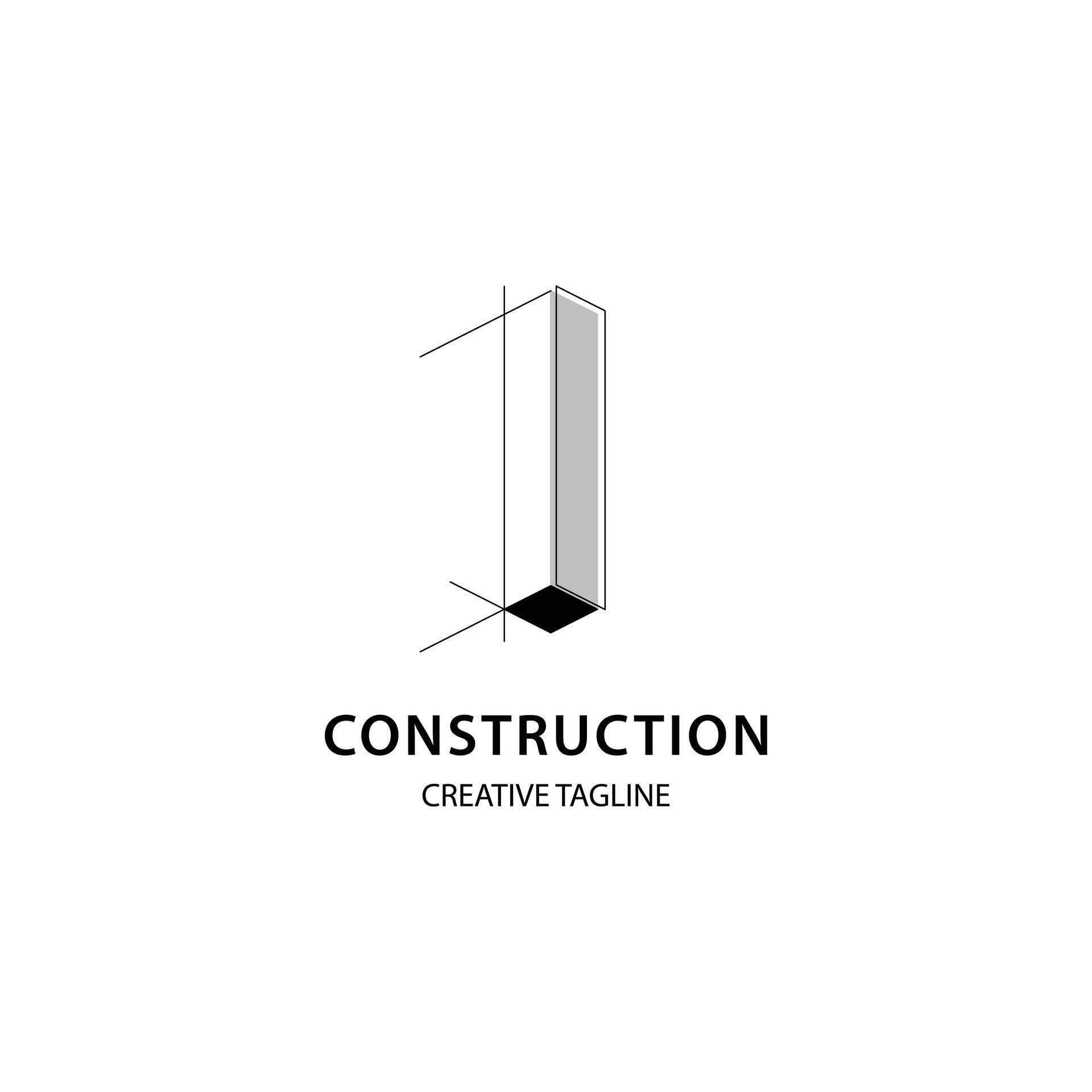 Letter I 3D logo for construction and architecture company. Property logo design template for ...