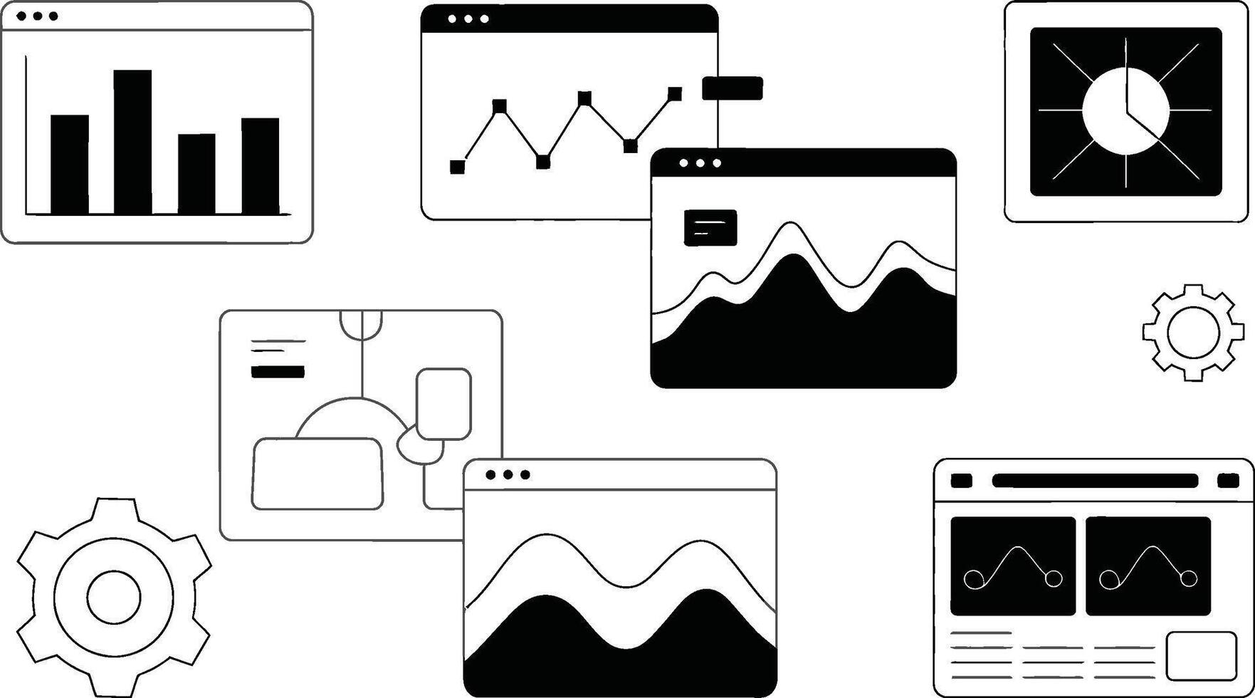 illustration of various data analysis charts and graphs used for ...
