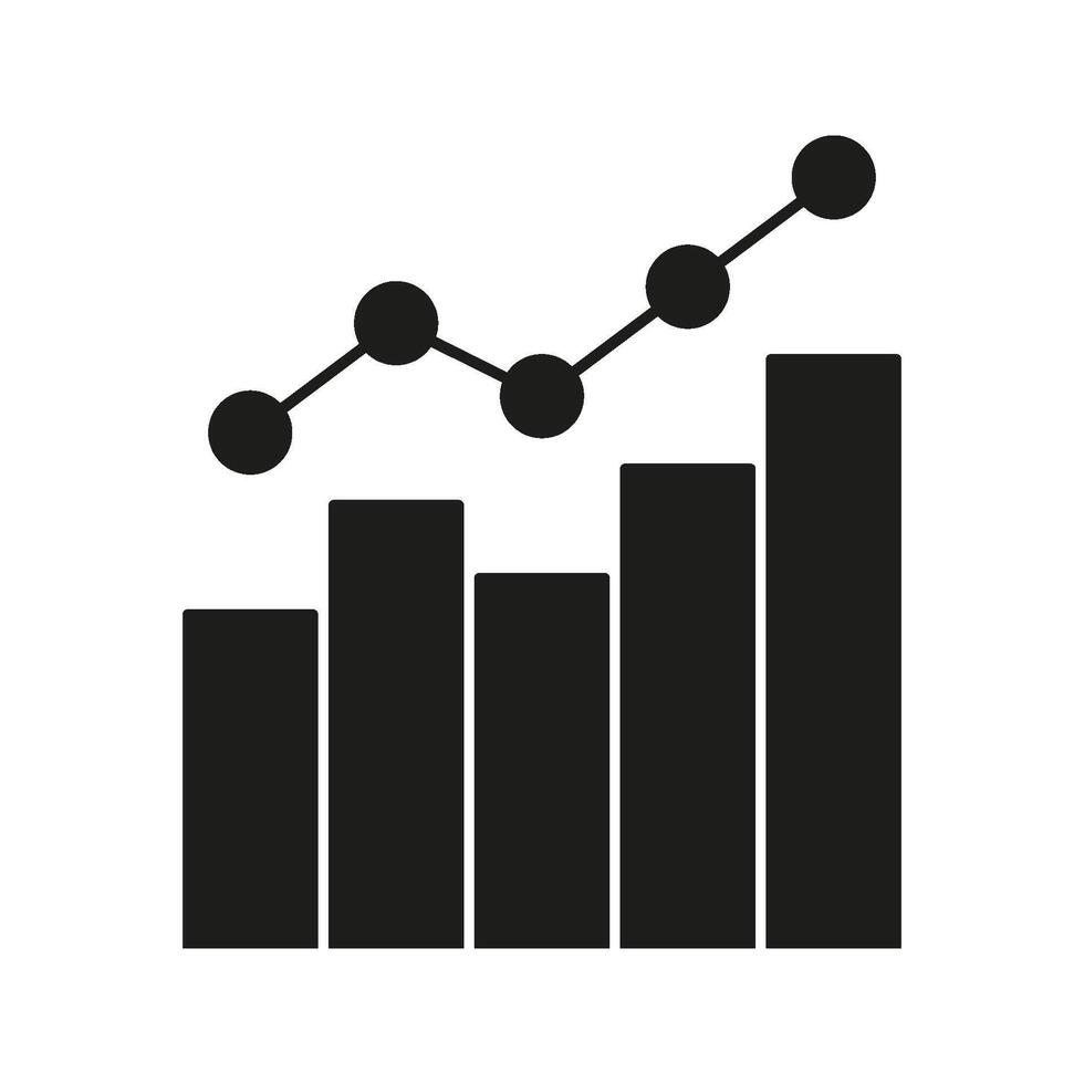 Bar Chart With Line Graph Solid Icon. Data Analysis, Business Growth, And Financial Performance ...