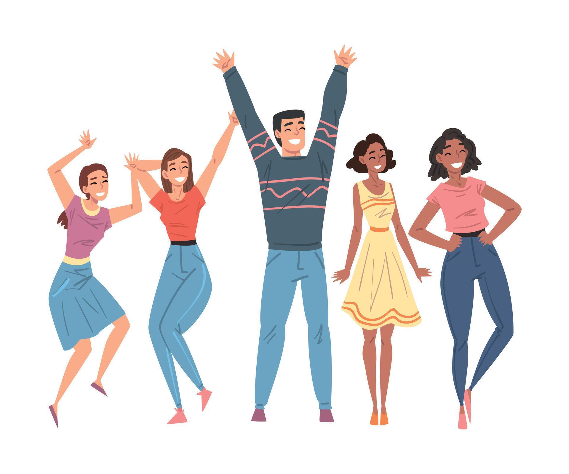 Happy Smiling People Set, Cheerful Guy and Girls Characters Having Fun ...