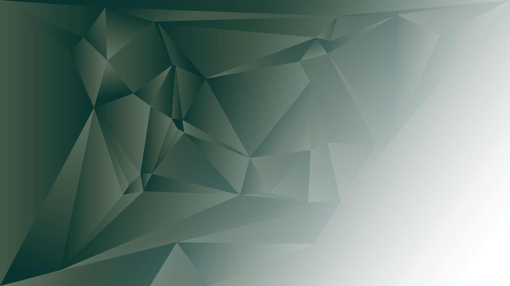 Abstract low poly design in dark green tones featuring sharp polygon shapes and smooth gradient ...