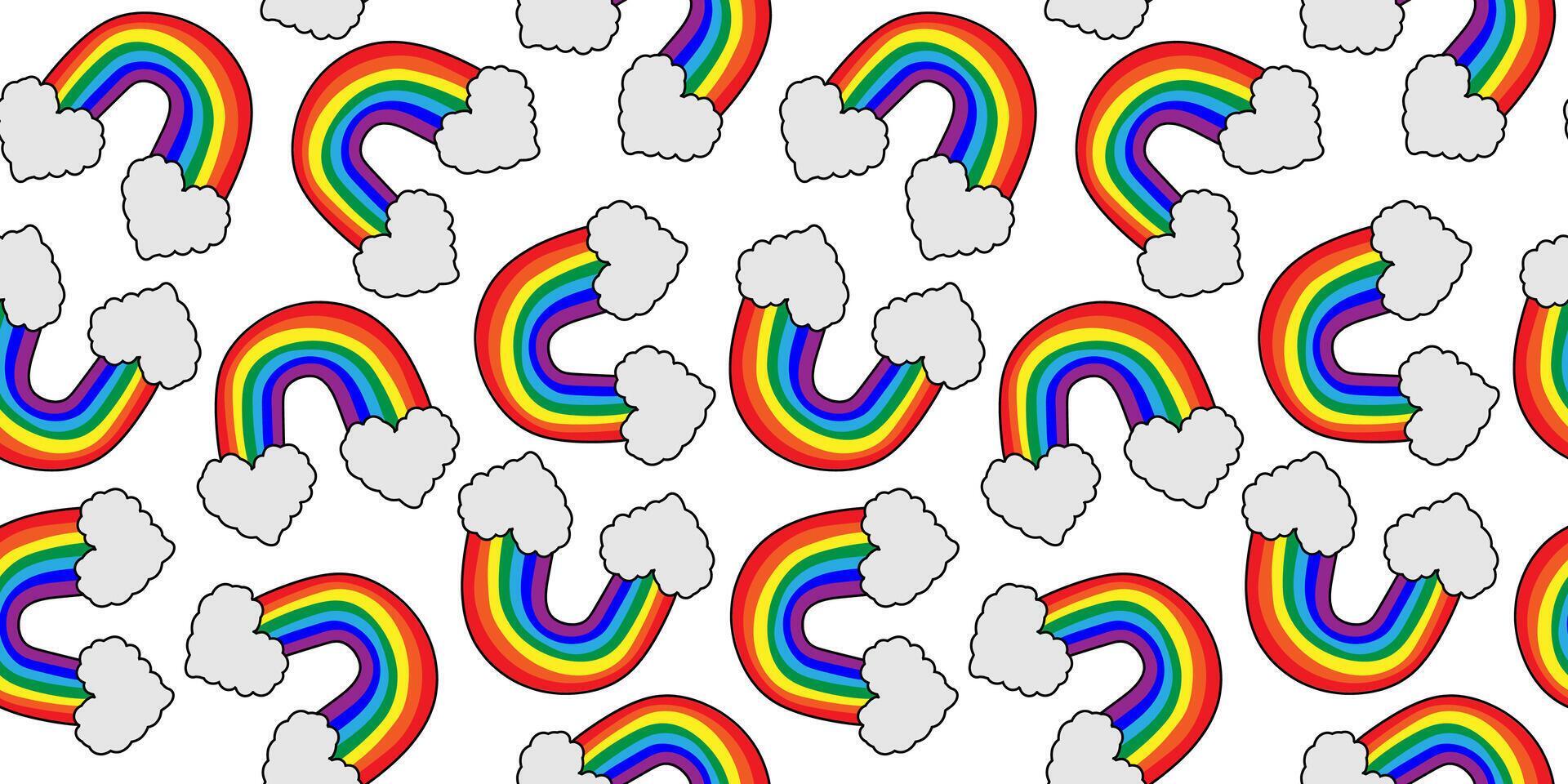 lgbtq pride rainbow and cloud heart seamless pattern for pride month ...