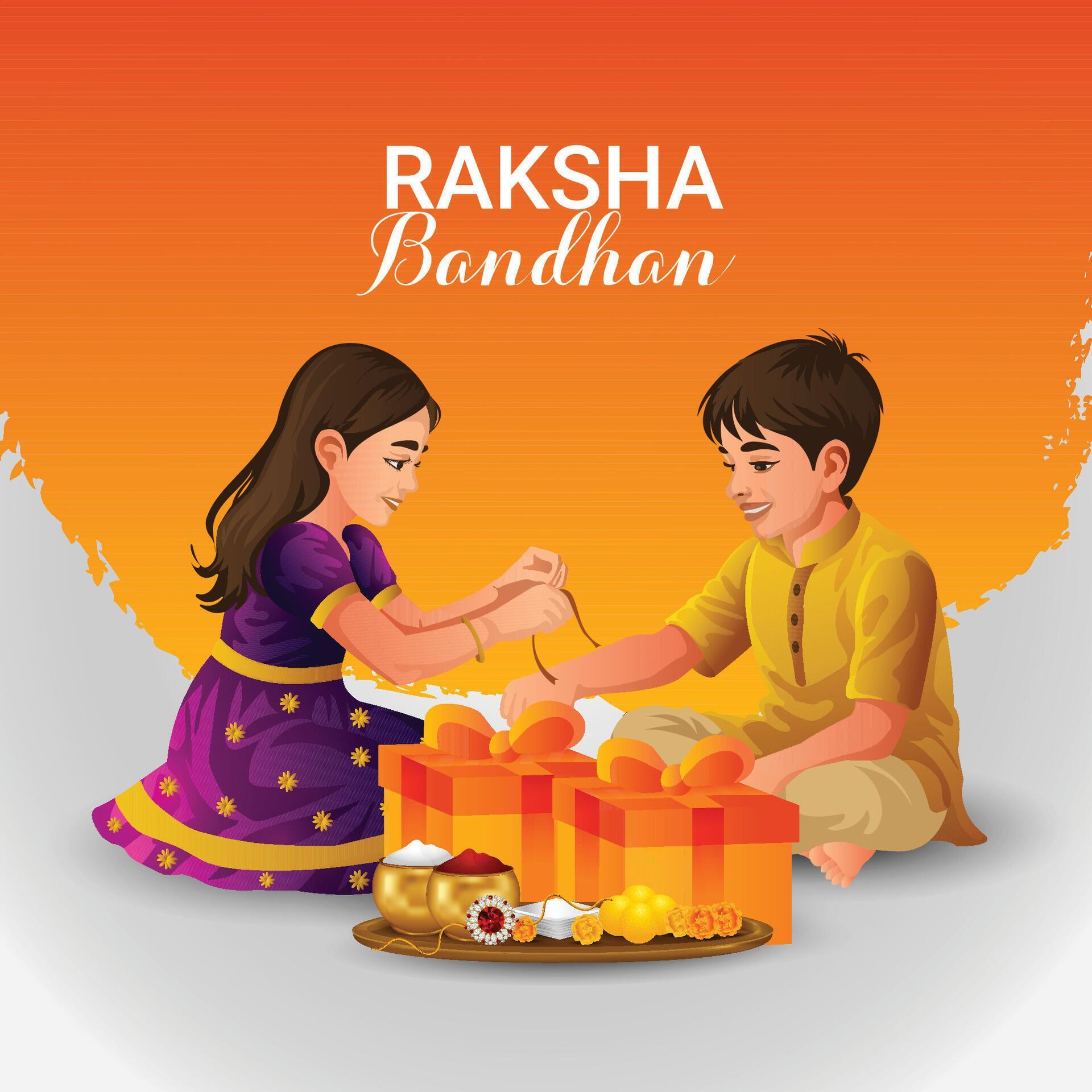 illustration of brother and sister for happy raksha bandhan celebration card 66230068 Vector Art ...