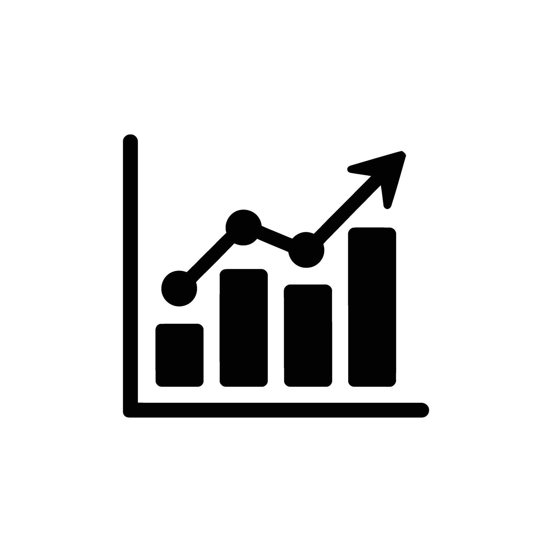 Upward Trend Graph Bar Chart with Increasing Data and Arrow Indicator ...