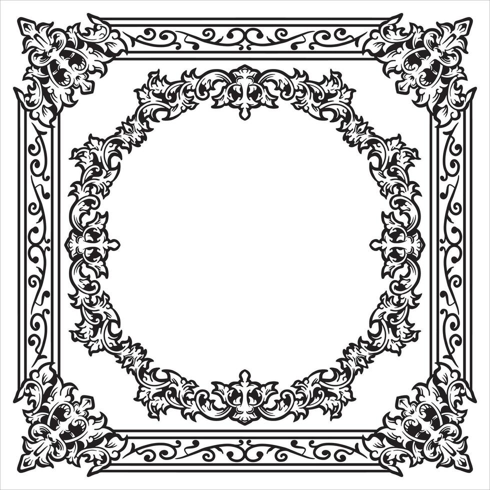 Ornamental Border Geometric Outlines Decorative Fine Swirling Lines ...
