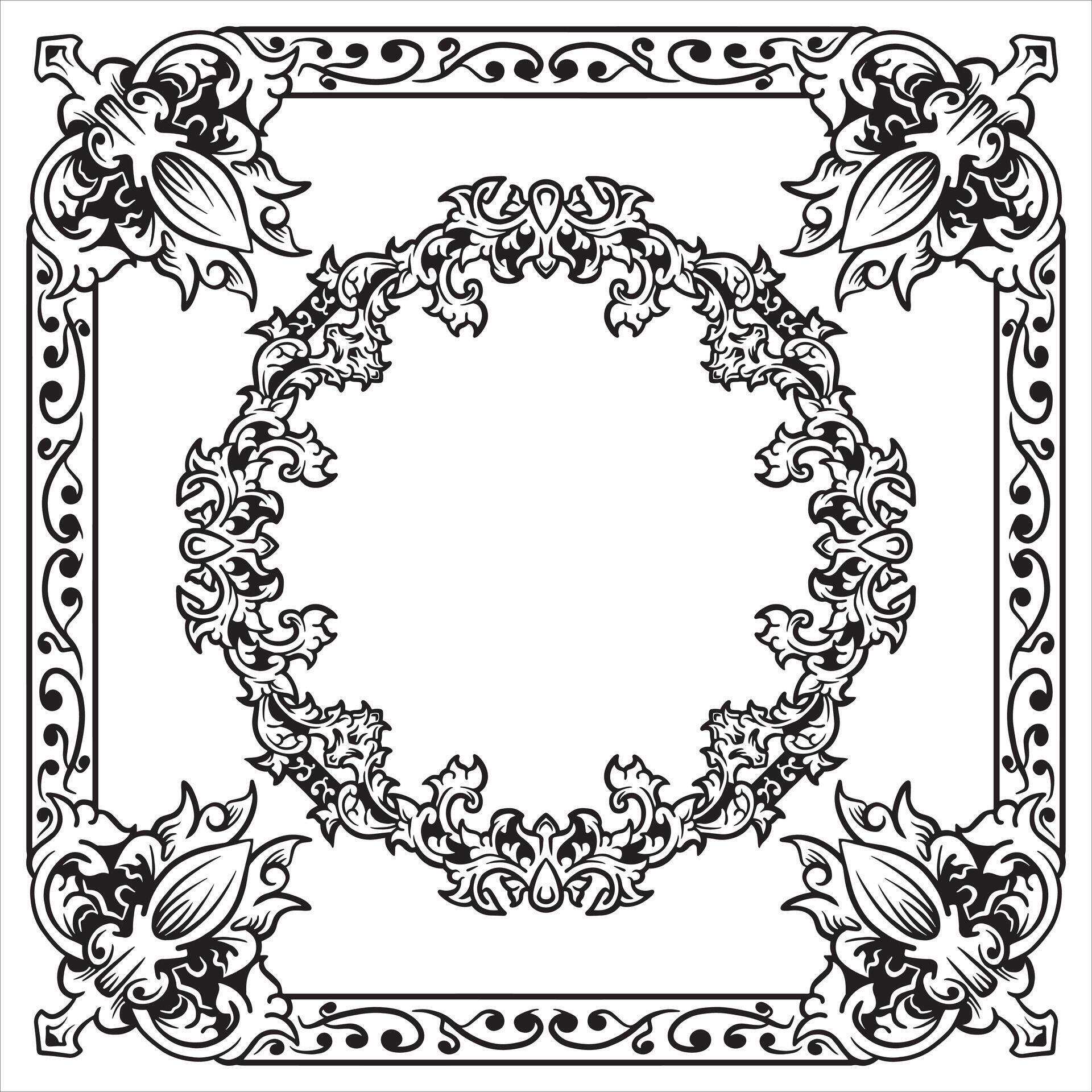 Ornamental Border Geometric Outlines Decorative Elegant Vine ...