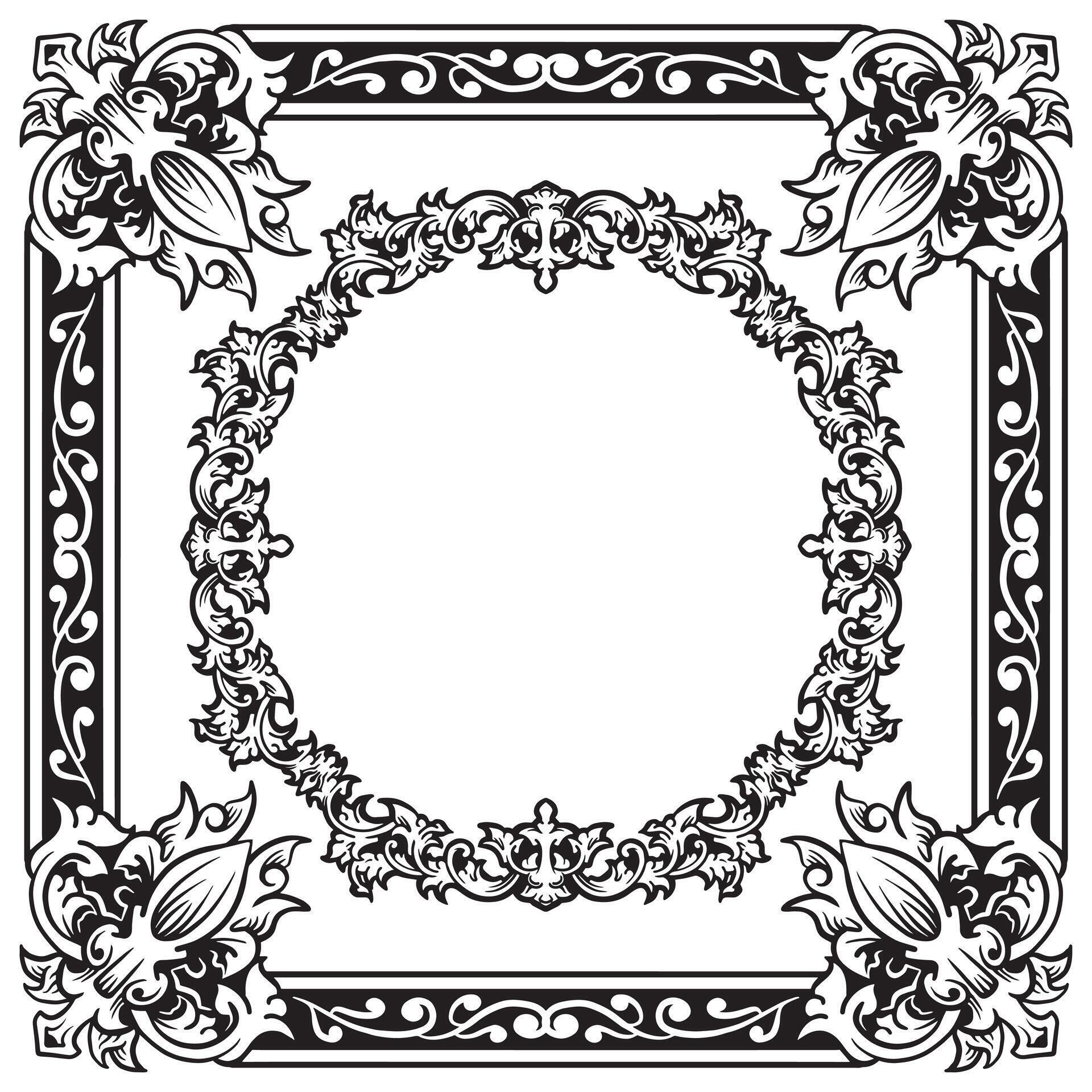 Ornamental Border Geometric Outlines Decorative Handcrafted Floral ...