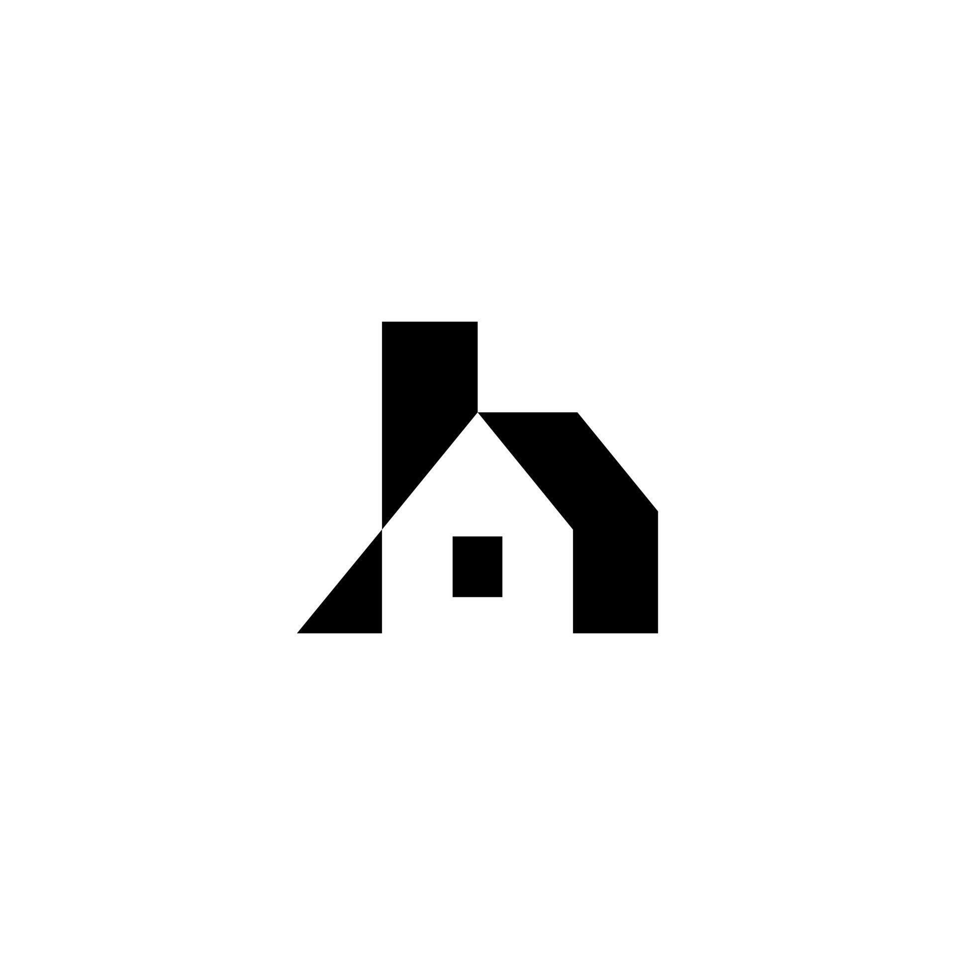 Black mark house, home, negative space Logo. Abstract Monogram Logomark for Growing Business ...