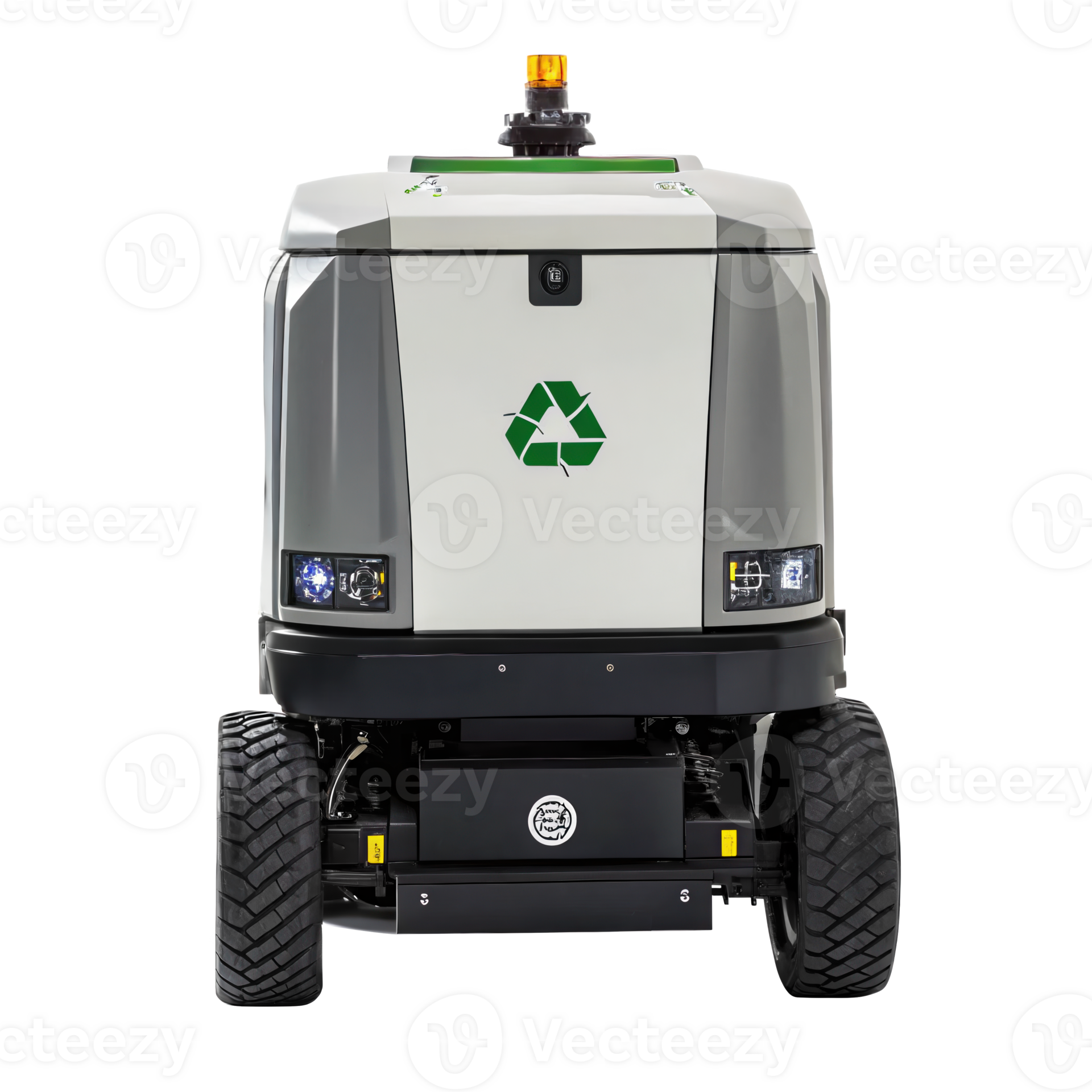 Autonomous garbage collector robot compacting refuse on transparent background 66338489 PNG