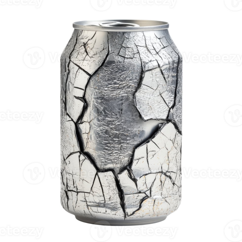 Cracked silver soda can on transparent background 66339325 PNG