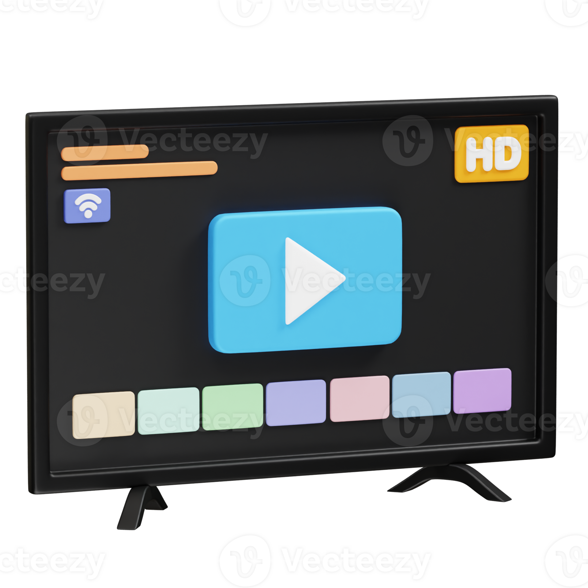 Led Smart TV icon 3d rendering illustration. HD Smart LED TV icon illustration 3d render ...