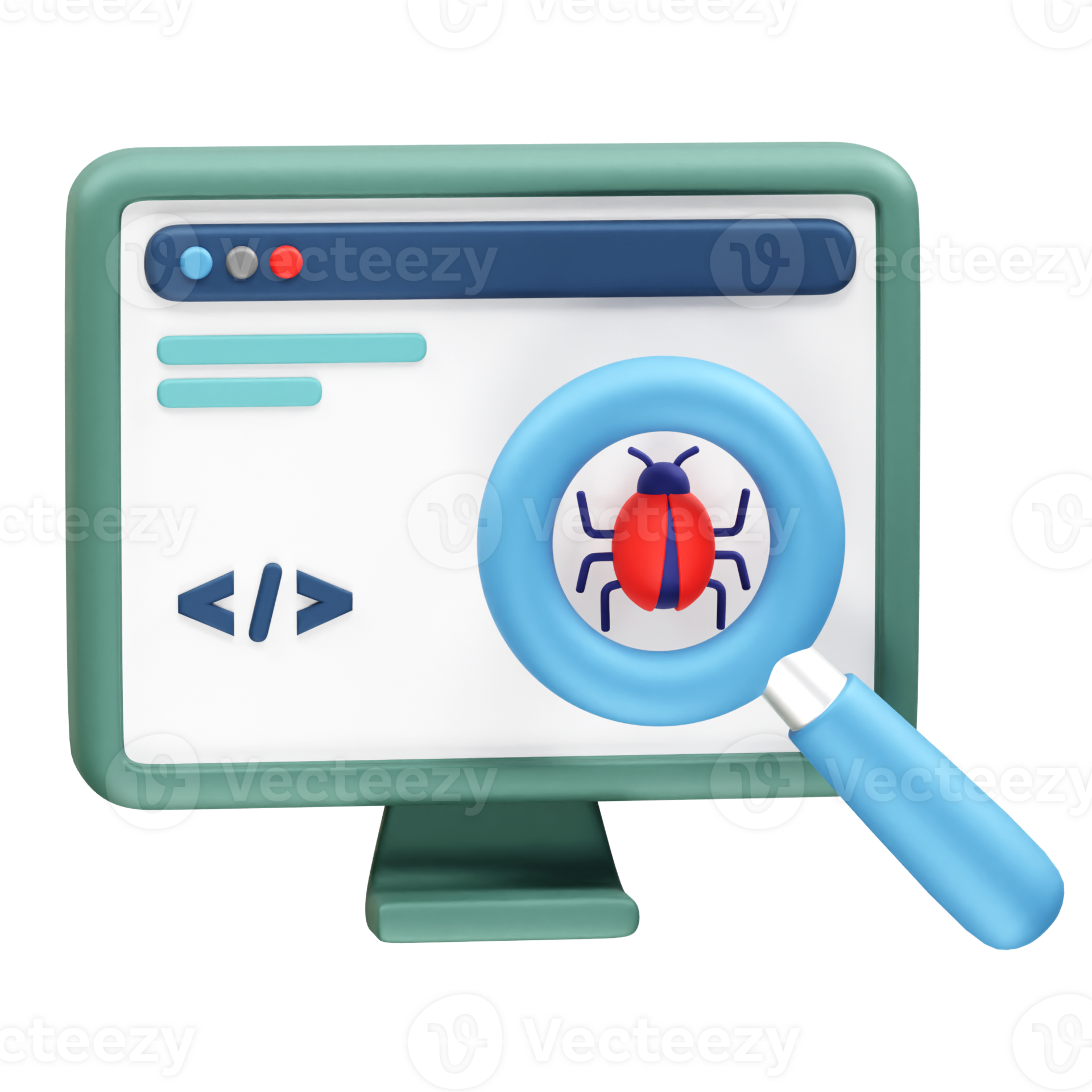 Debugging Software Bug Icon Illustration 3d Bug Detection 3d Icon