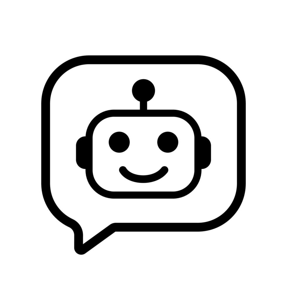 Chatbot icon with speech bubble and smiling robot face 66381476 Vector ...