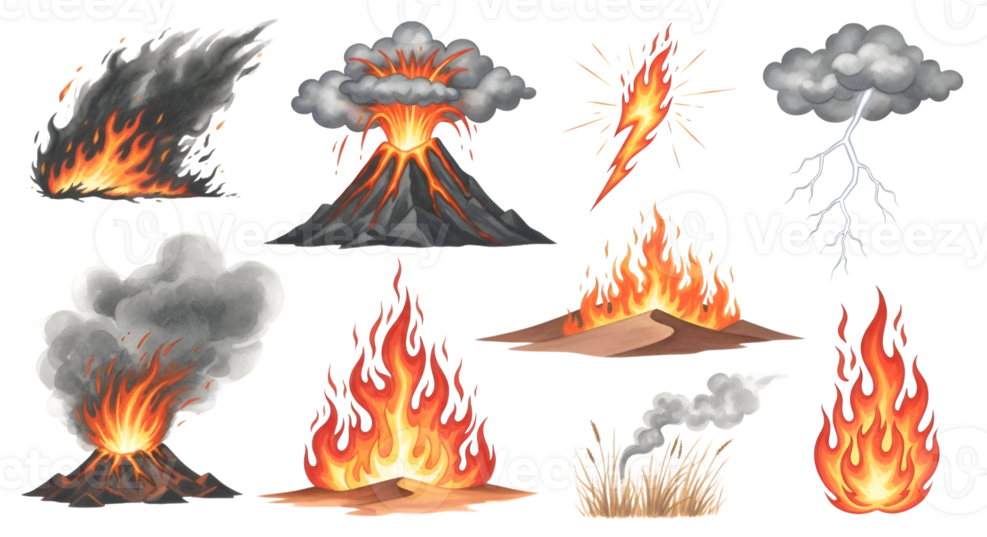 Pixel Style Icons of Natural Disasters Like Volcanoes and Fire 66394969 PNG