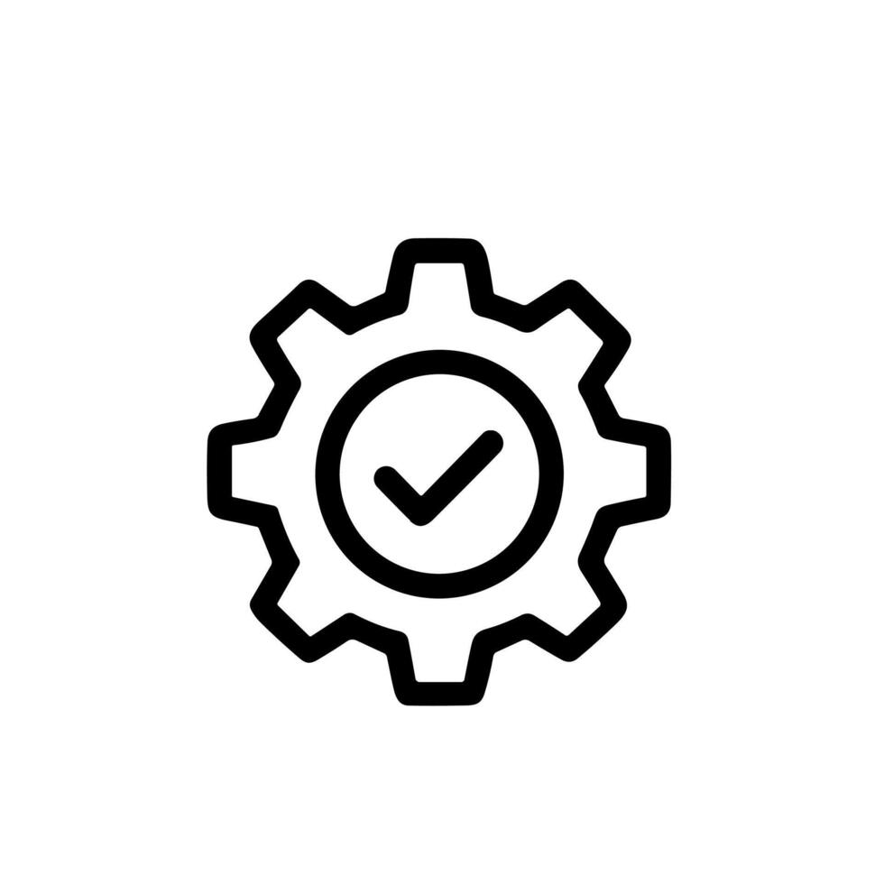 Simple Outline Gear Checkmark Configuration Setting Mechanism Process Icon Design 66400239 ...
