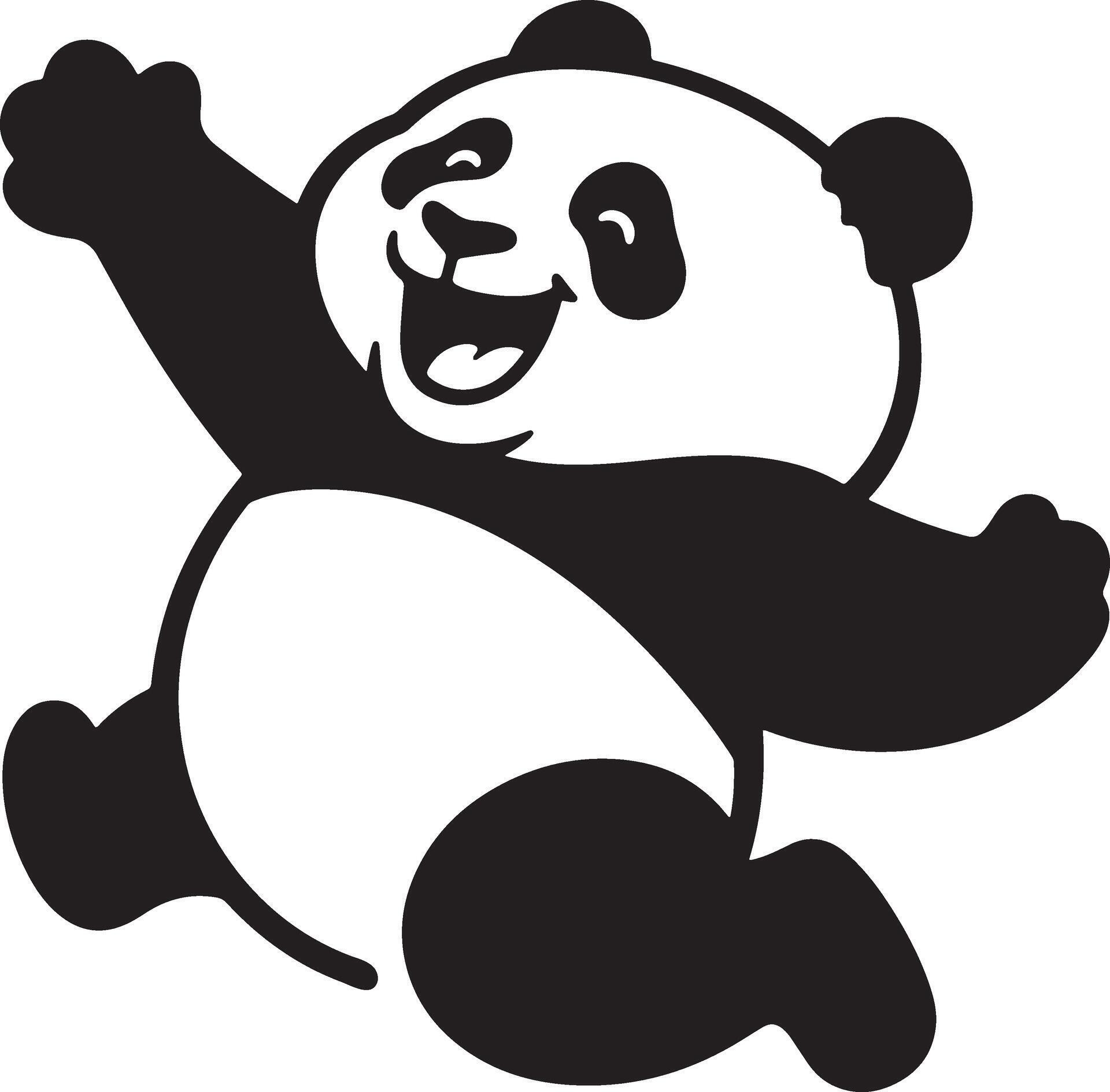 Happy panda joyful black and white pose, Excited panda standing cartoon style 66403844 Vector ...