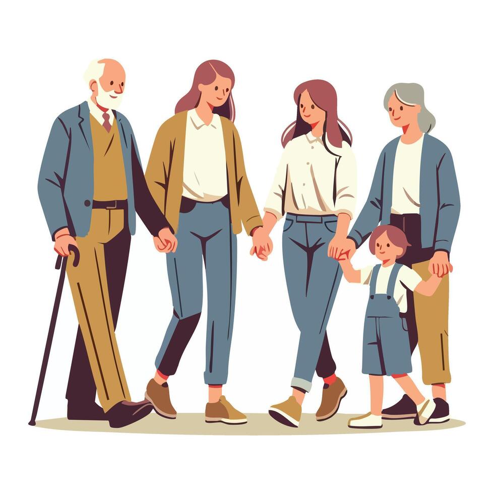 Happy multigenerational family enjoying a walk together spending time outdoors 66564170 Vector ...