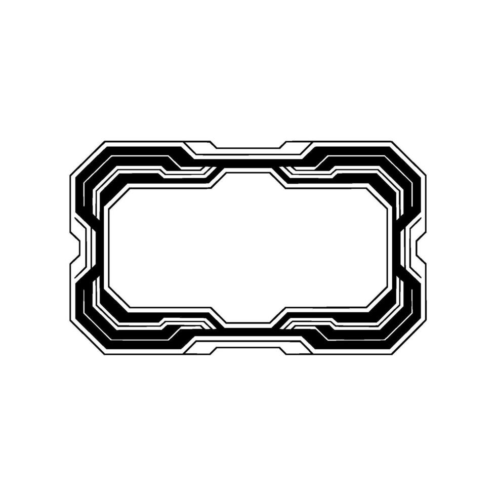 Futuristic Tech Frame Black Rectangular Border on White Background ...
