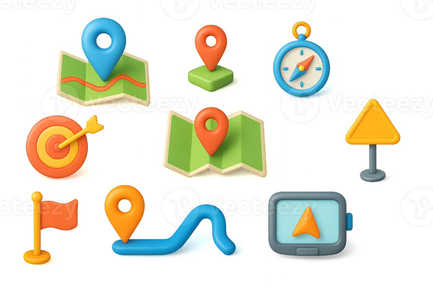 Colorful 3D Map Icons Set for Navigation and Location Services 66571132 PNG