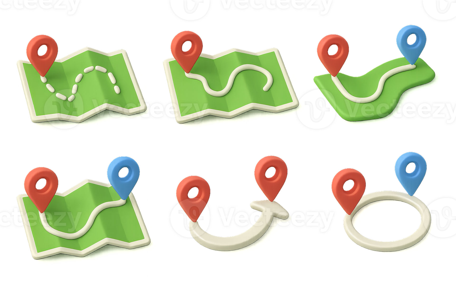 Simple 3D Map Icons for Navigation and Directional Guidance 66571186 PNG